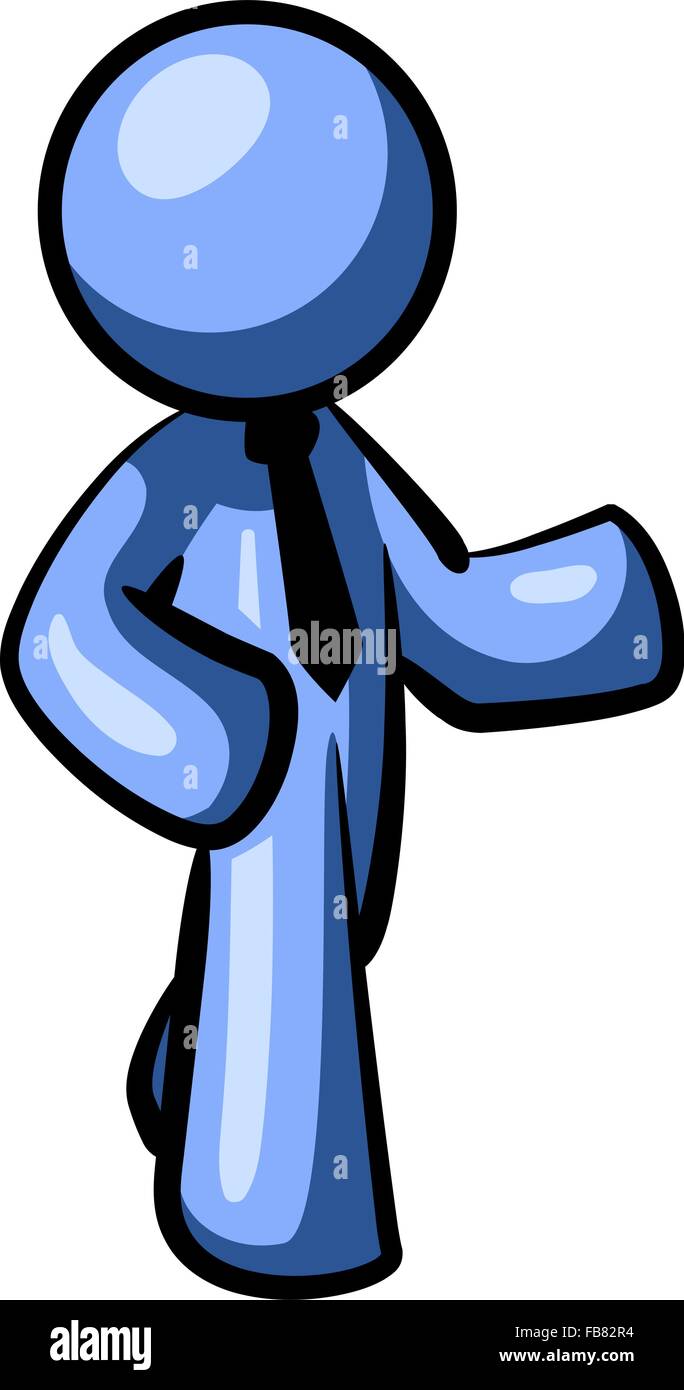 Blue man walking friendly and giving a presentation Stock Vector Image ...