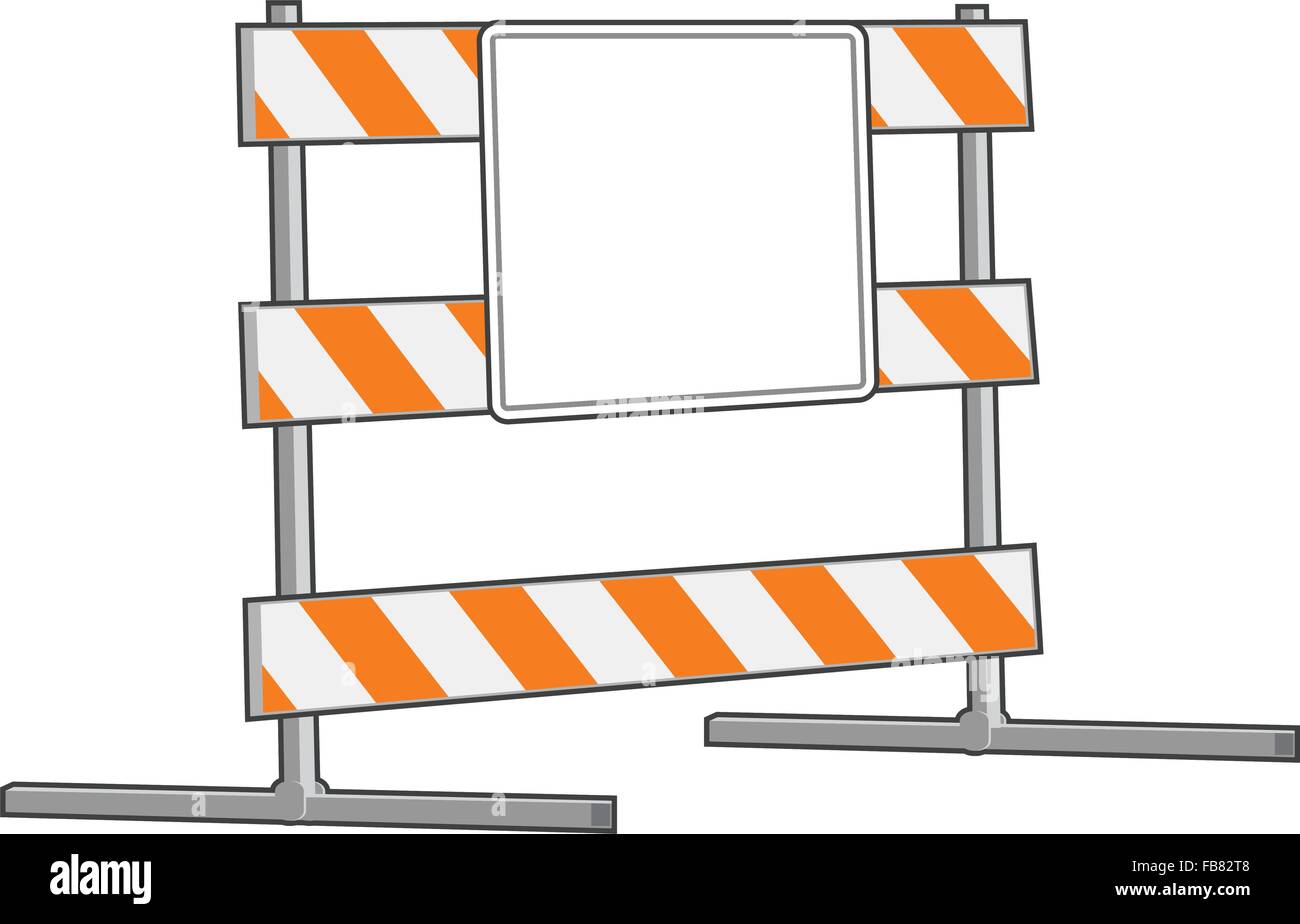 A roadblock with a sign on it with blank area for your own text or ...