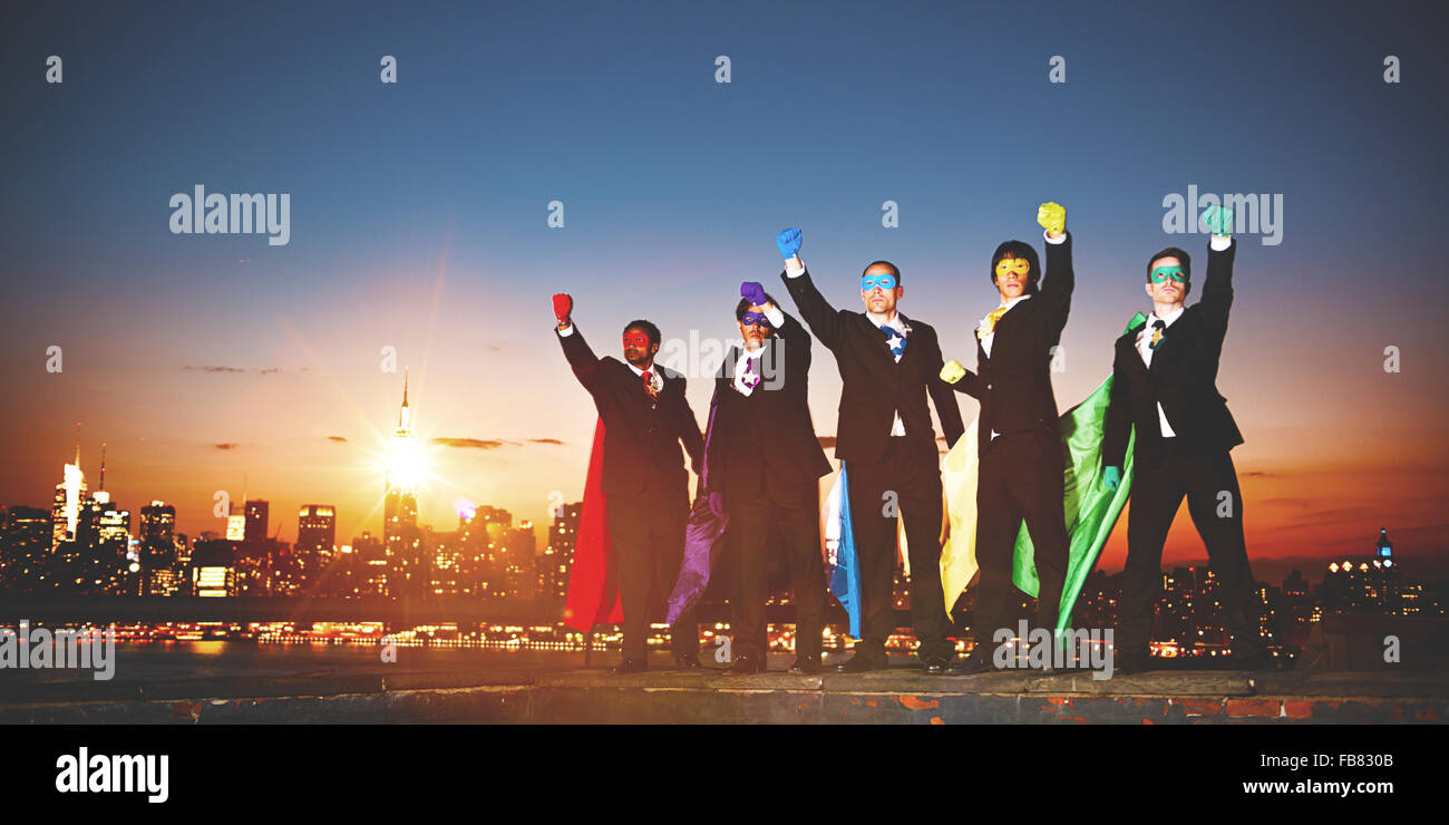 Superhero Business People Corporate Team Skyline Concept Stock Photo ...