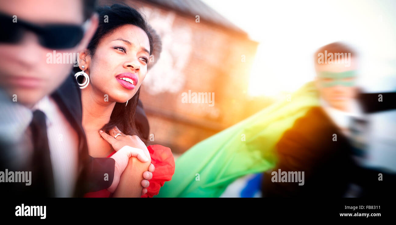 Action Scene of Business People Saving Woman Concept Stock Photo - Alamy