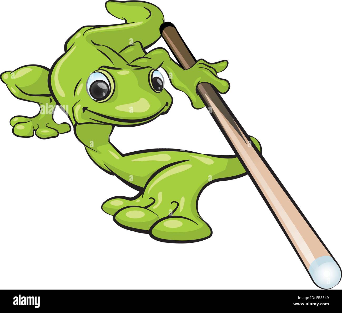 A vector illustration of a gecko character playing pool. Can be ...