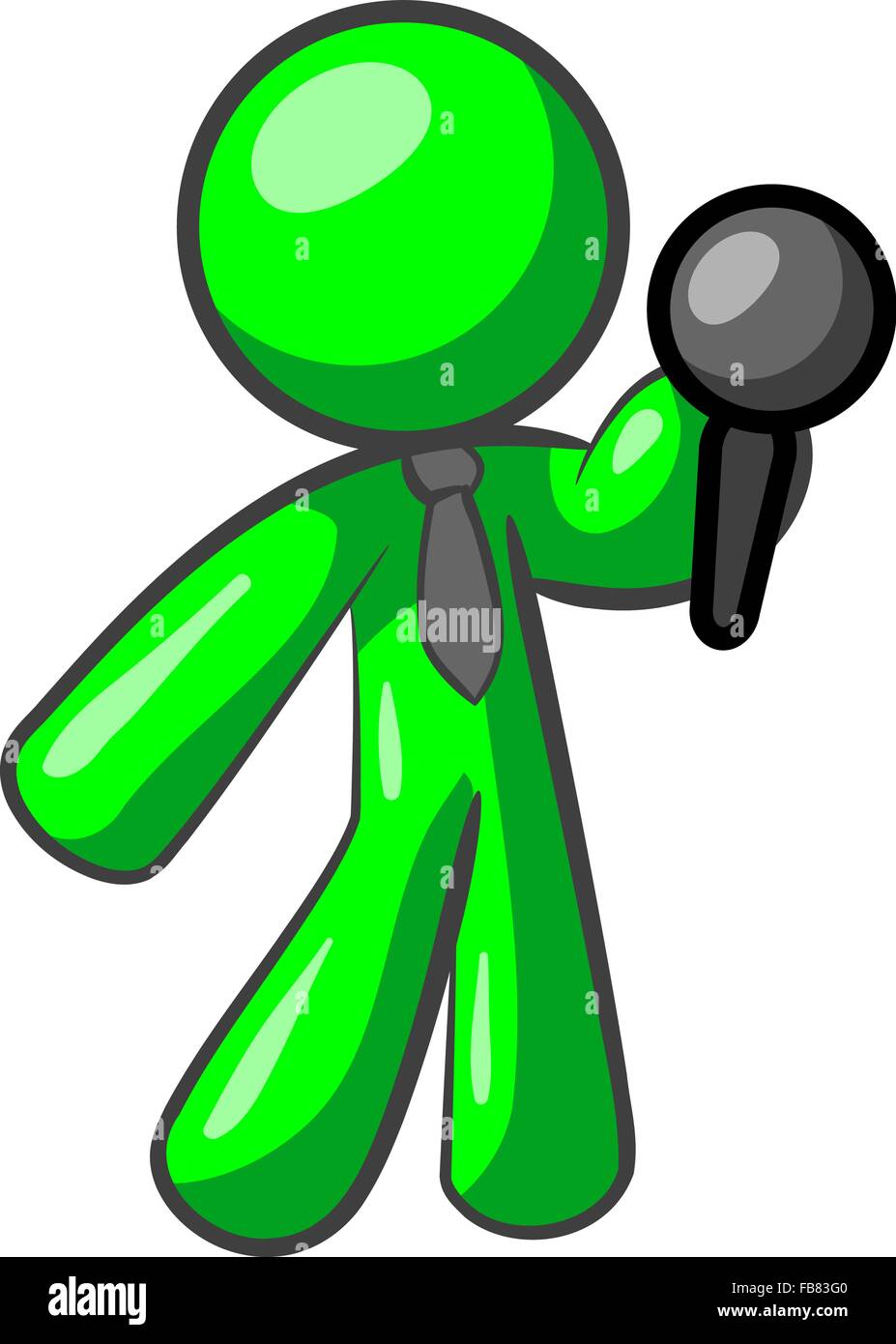 Green man holding a microphone giving a speech or presentation Stock ...