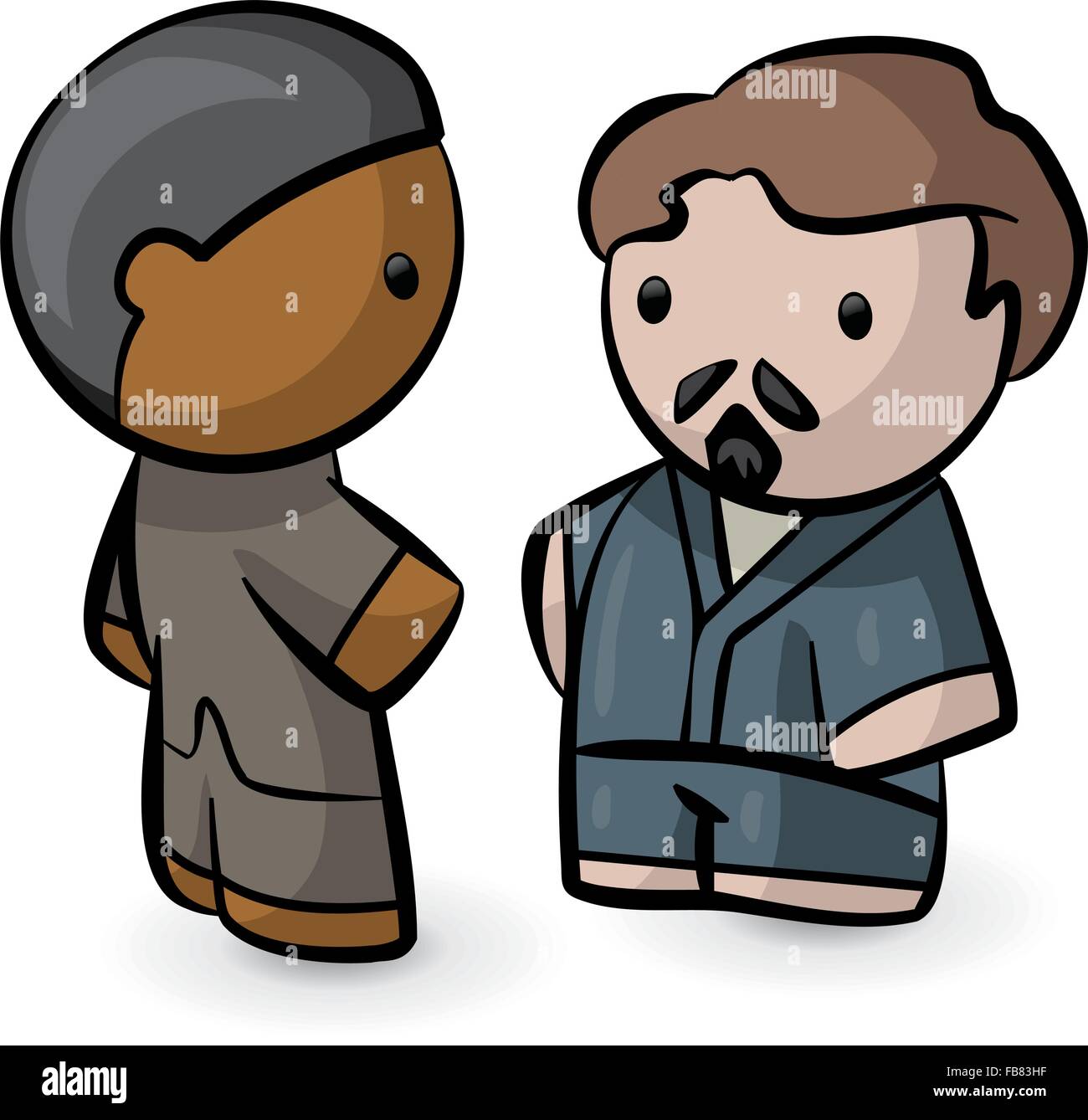 A black and white business man conversing happily, probably partners in ...