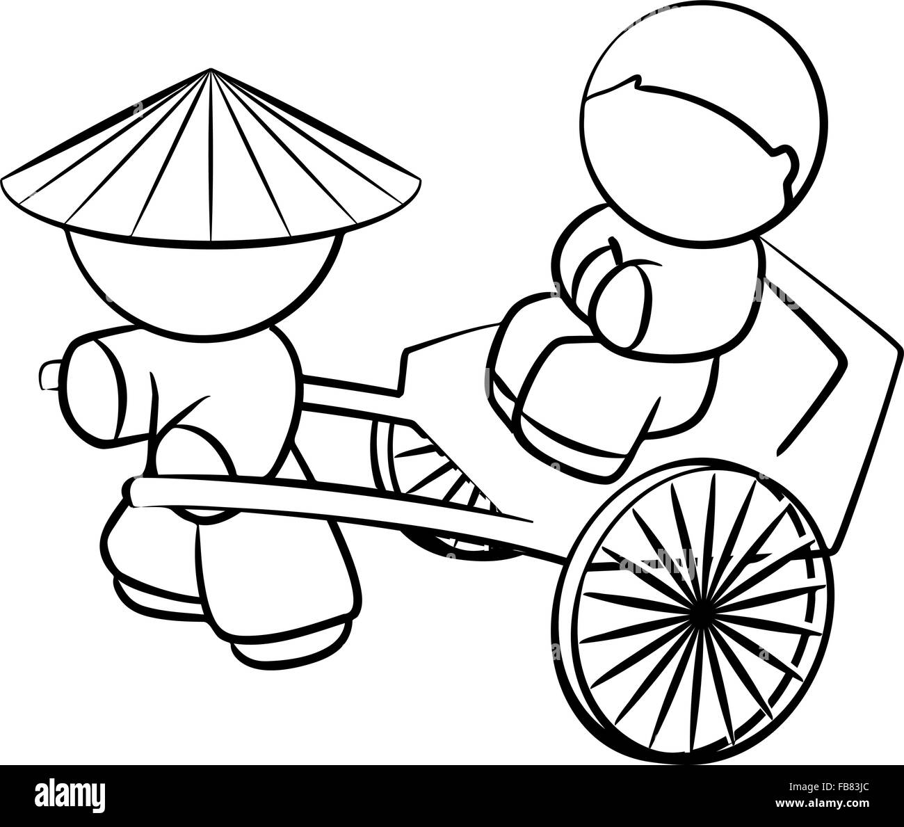 Line drawing of chinese rickshaw Stock Vector Image & Art - Alamy