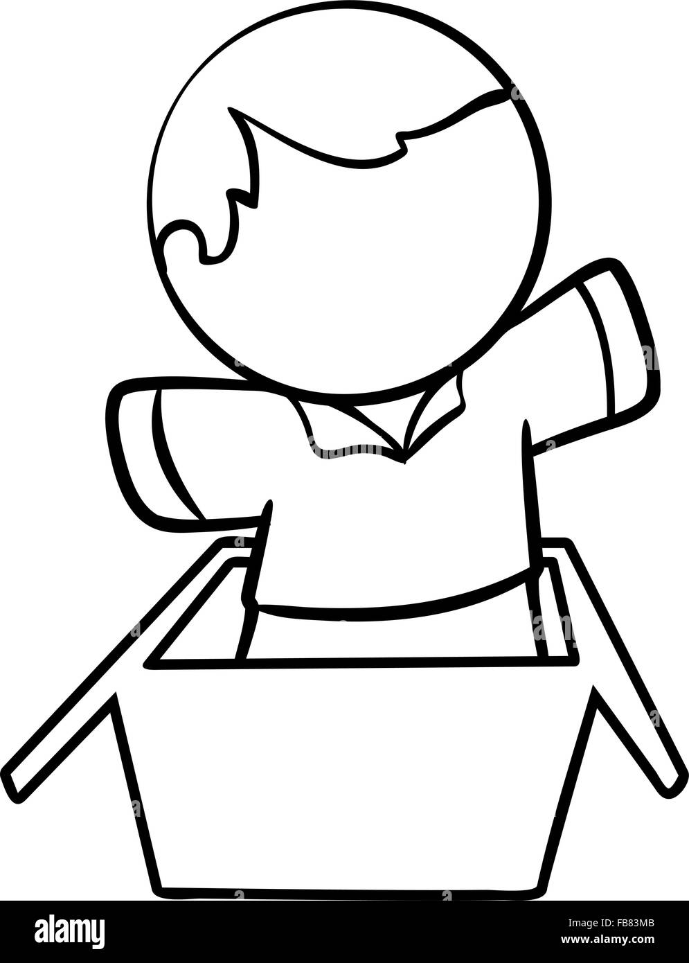 Line drawing of man jumping out of a box Stock Vector Image & Art - Alamy