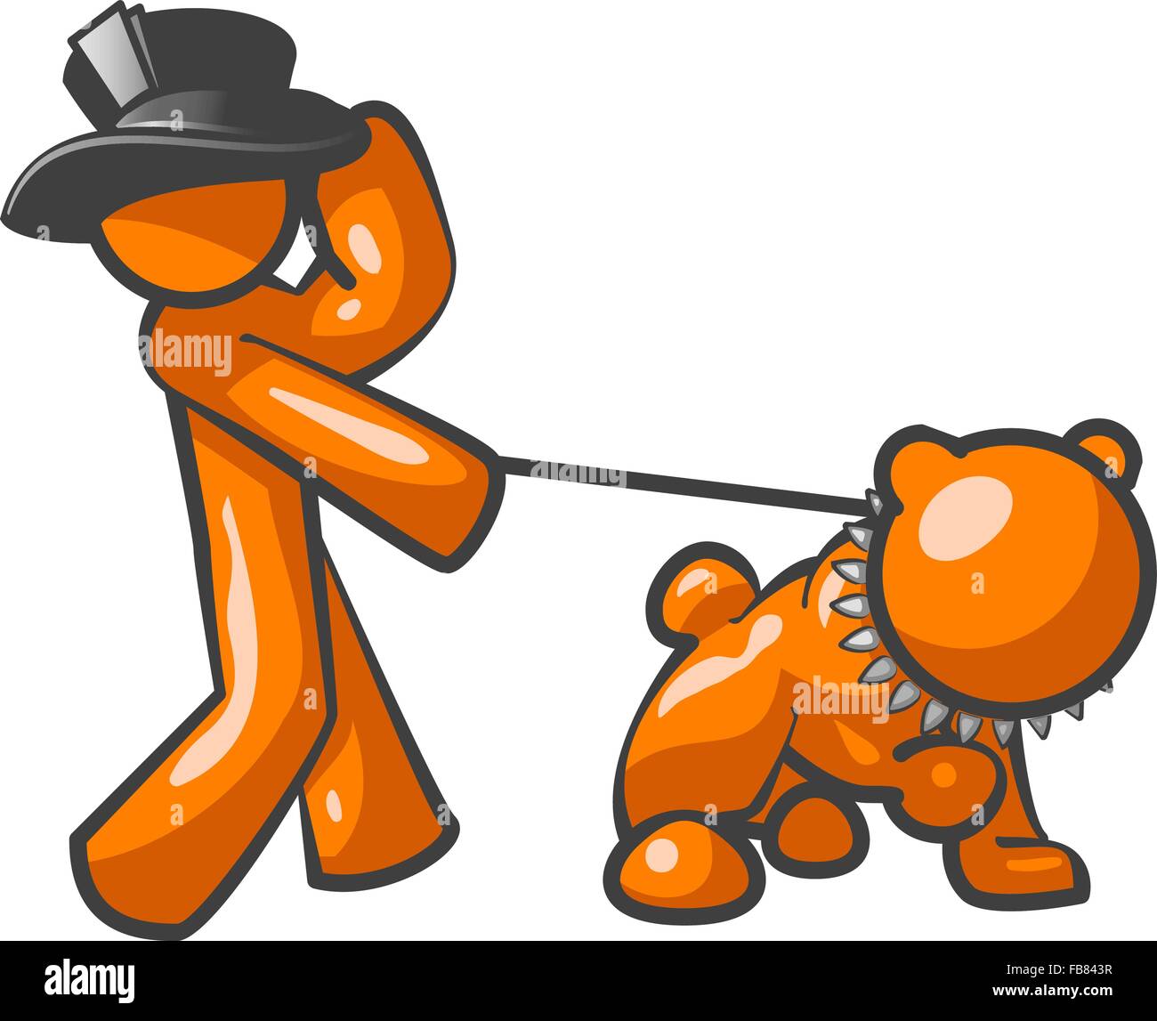 An orange man with a top hat walking a bulldog Stock Vector Image & Art ...