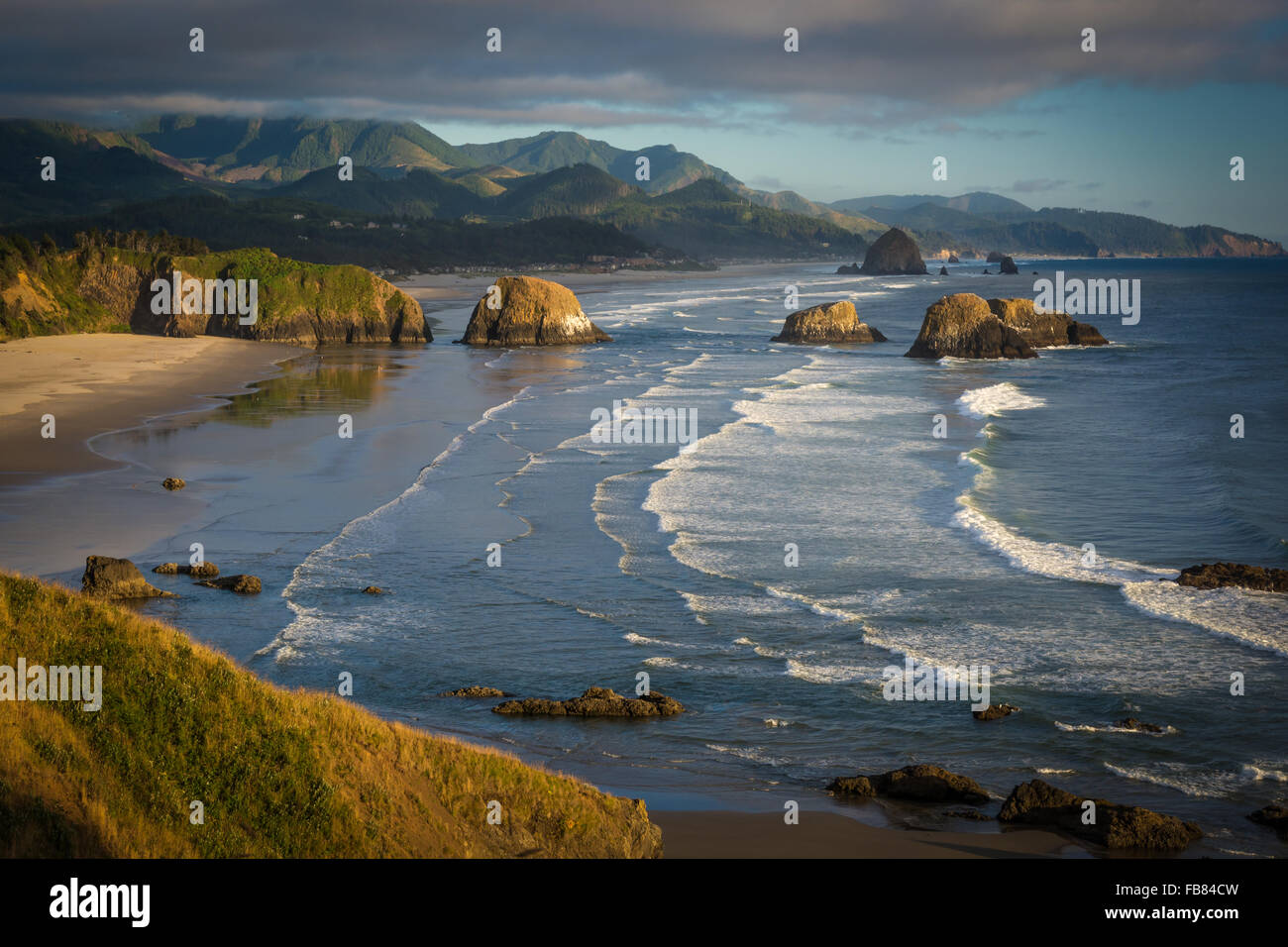 Monoliths near the shoreline of Ecola State Park, Oregon Stock Photo ...