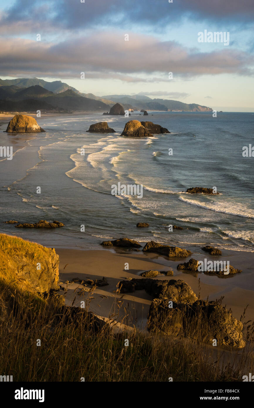 Monoliths near the shoreline of Ecola State Park, Oregon Stock Photo ...