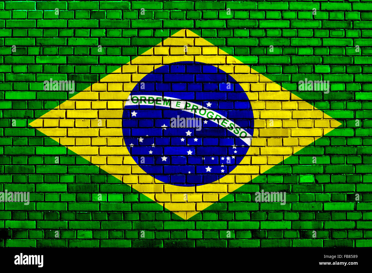 flag of Brazil painted on brick wall Stock Photo - Alamy
