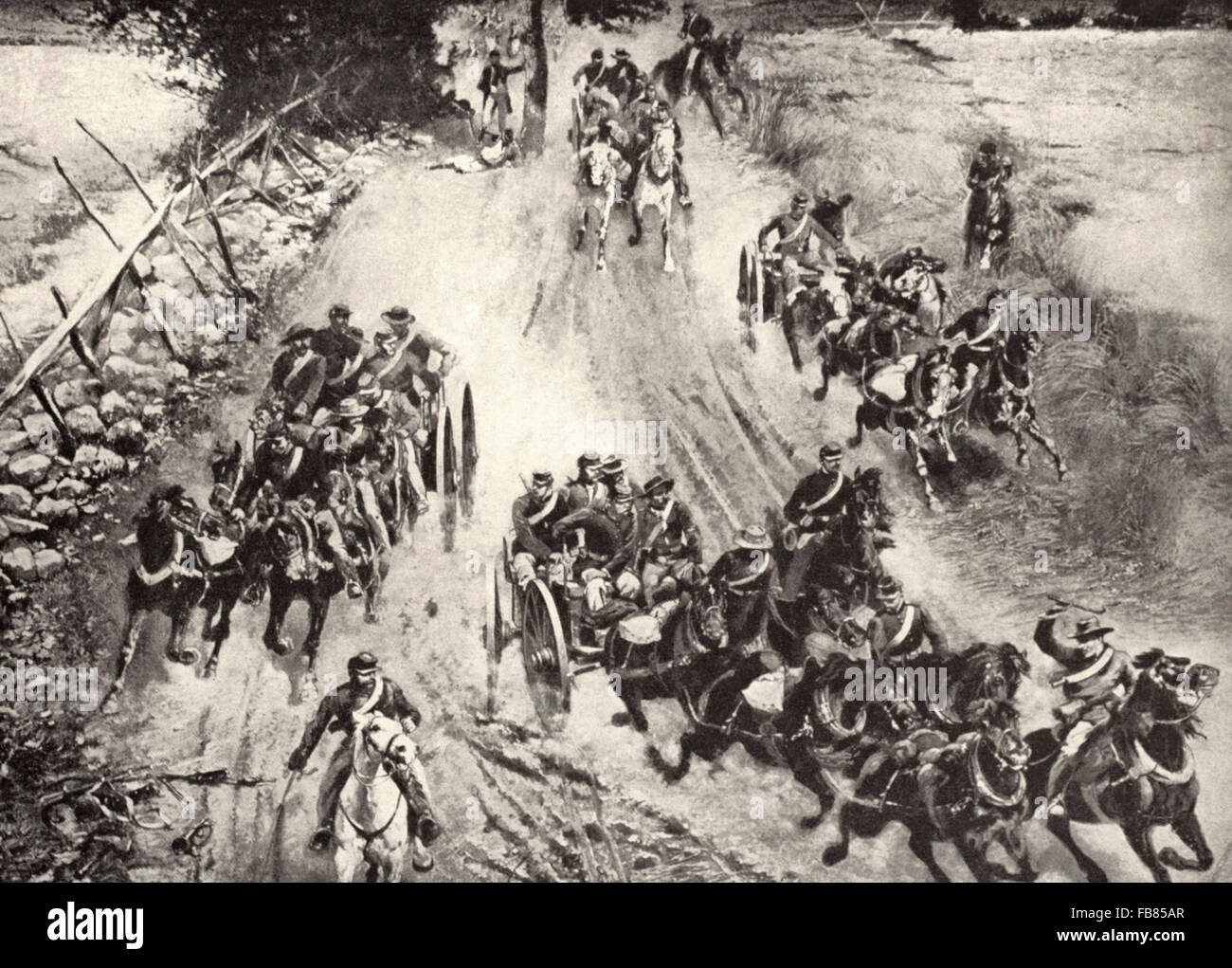 Artillery going into action at Gettysburg, USA Civil War Stock Photo ...