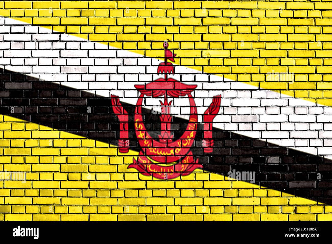 flag of Brunei painted on brick wall Stock Photo - Alamy