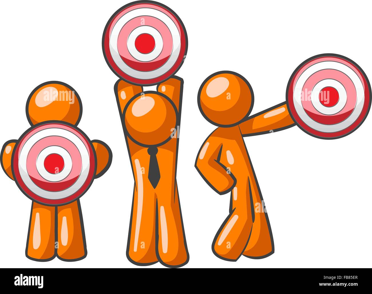 Three orange men holding targets up. A versatile concept for planning ...