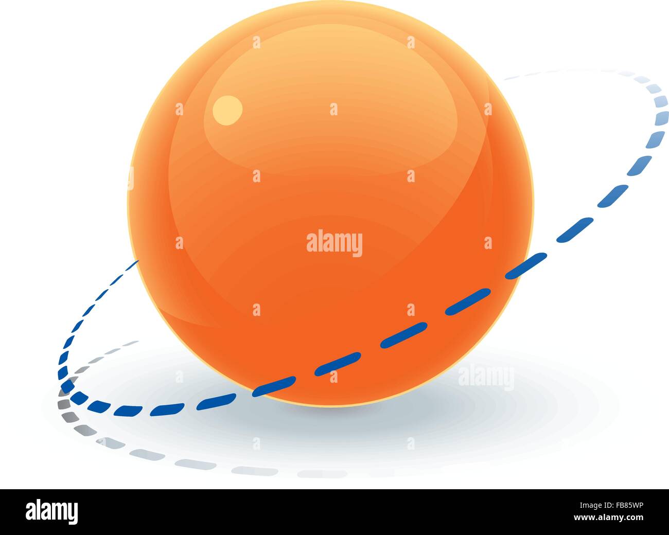 A vector illustration of an orange orb surrounded by a dotted line ...