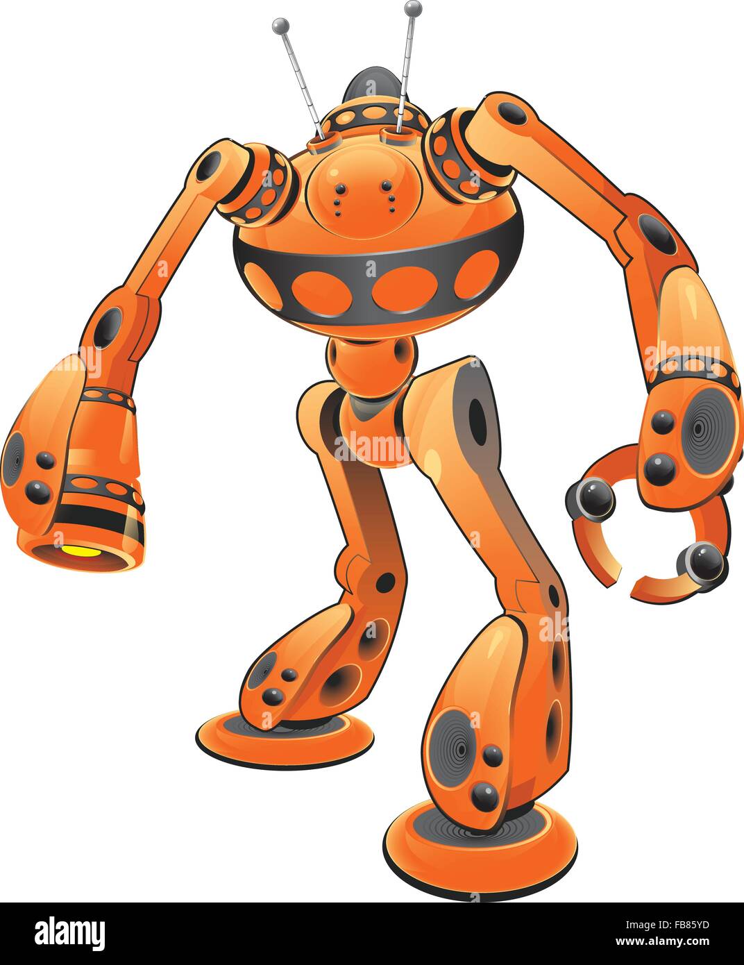 A giant orange robot, created as part of an internet robot series, a ...