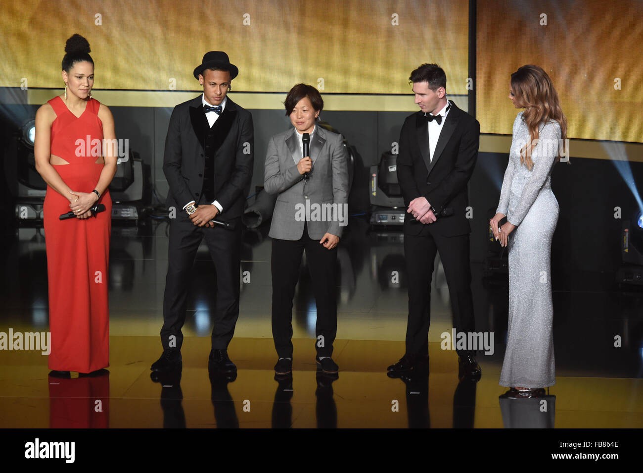 Zurich, Switzerland. 11th Jan, 2016. (L-R) Celia Saslic, Neymar, Aya ...
