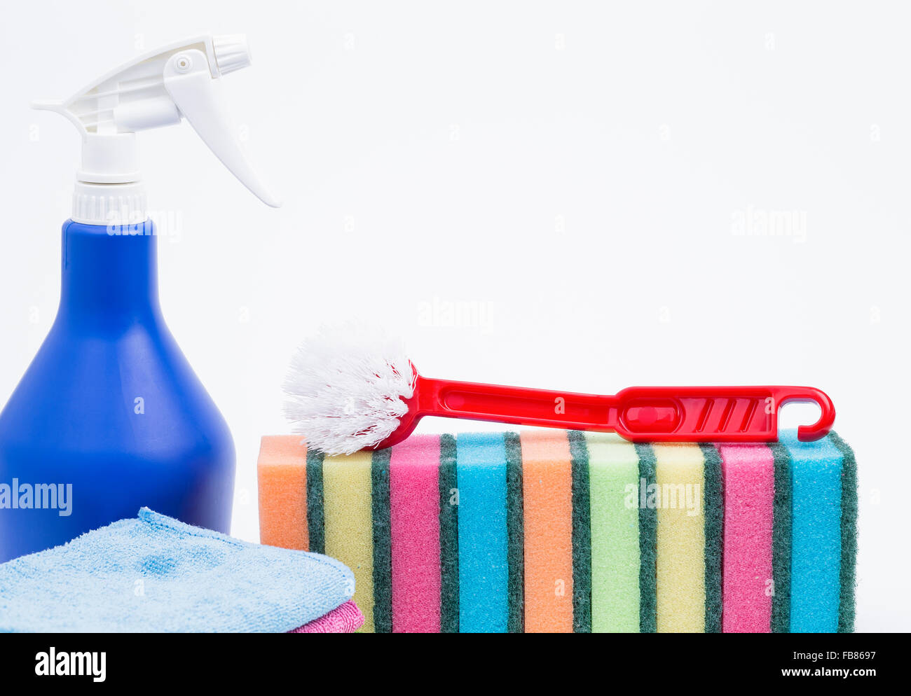 Image shows several cleaning agent isolated on white Stock Photo - Alamy