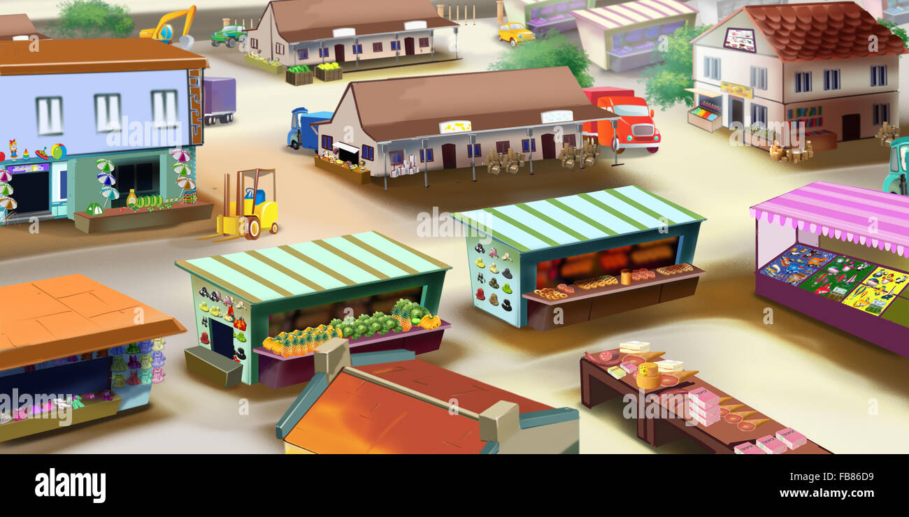 Grocery market in a small city Stock Photo - Alamy