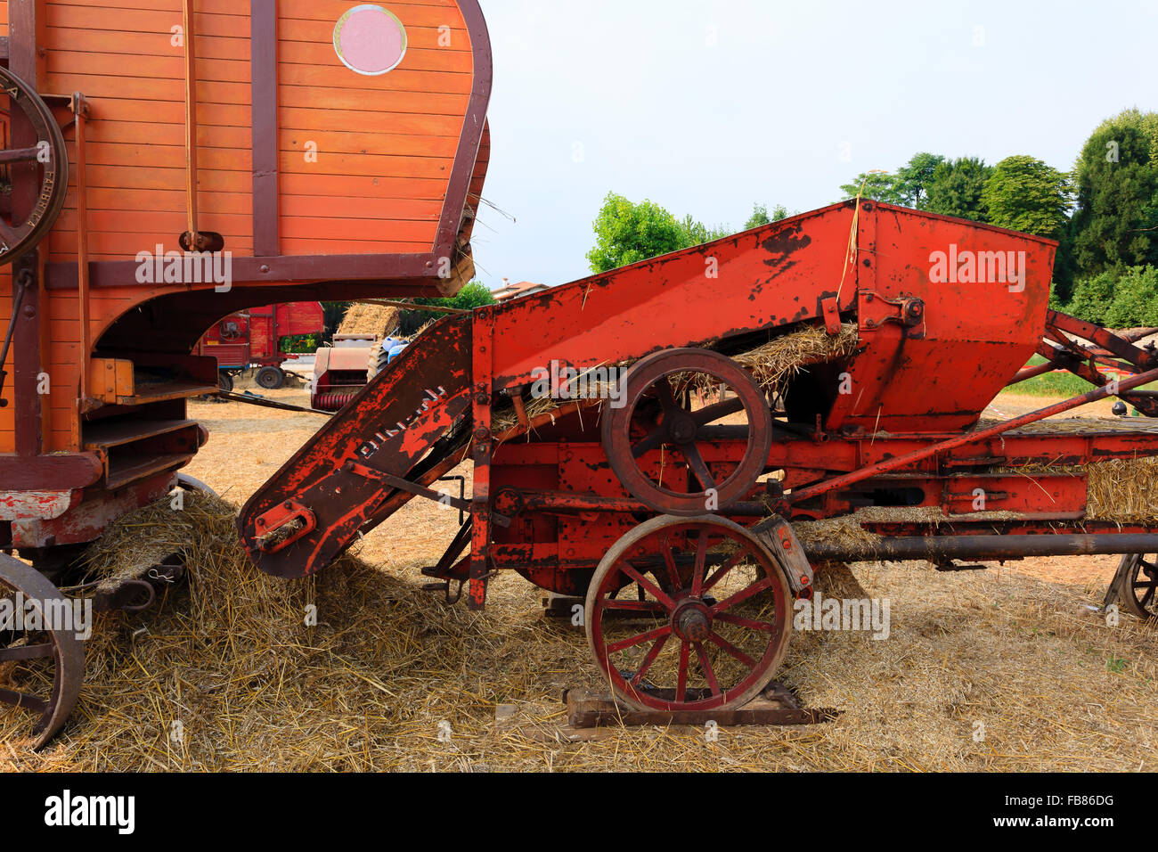 Agriculture old grain thresher agricultural hi-res stock photography ...