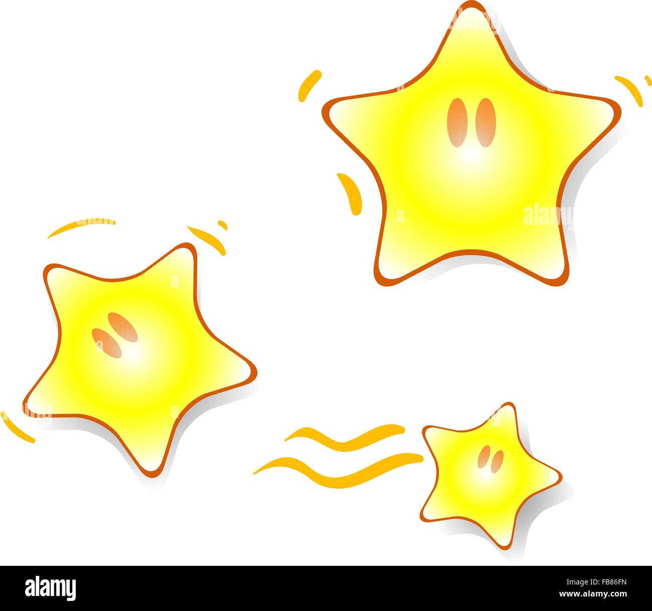 A vector illustration of a group of flying yellow stars with motion ...