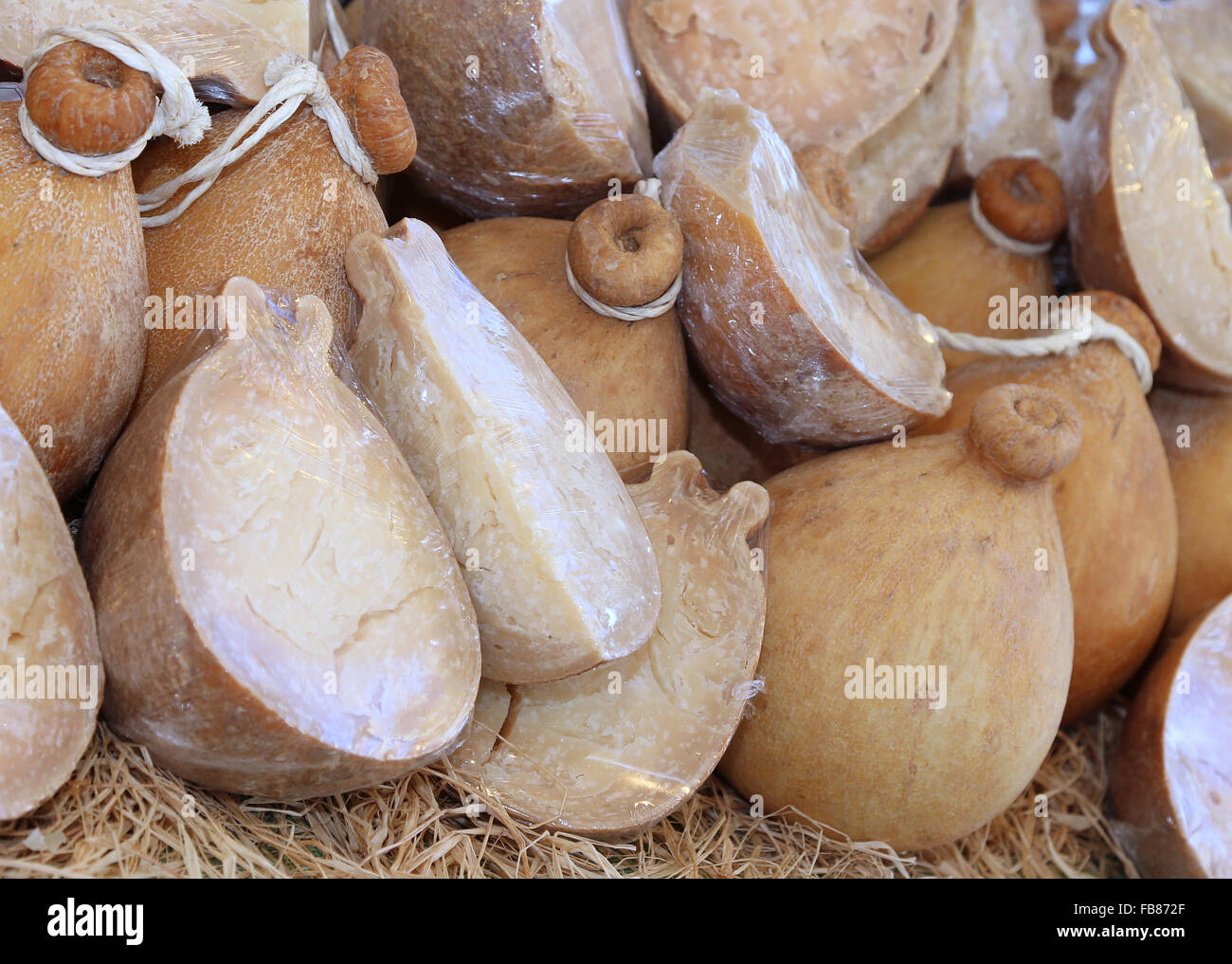 aged caciocavallo cheese typical of southern Italy in the dairy Stock ...