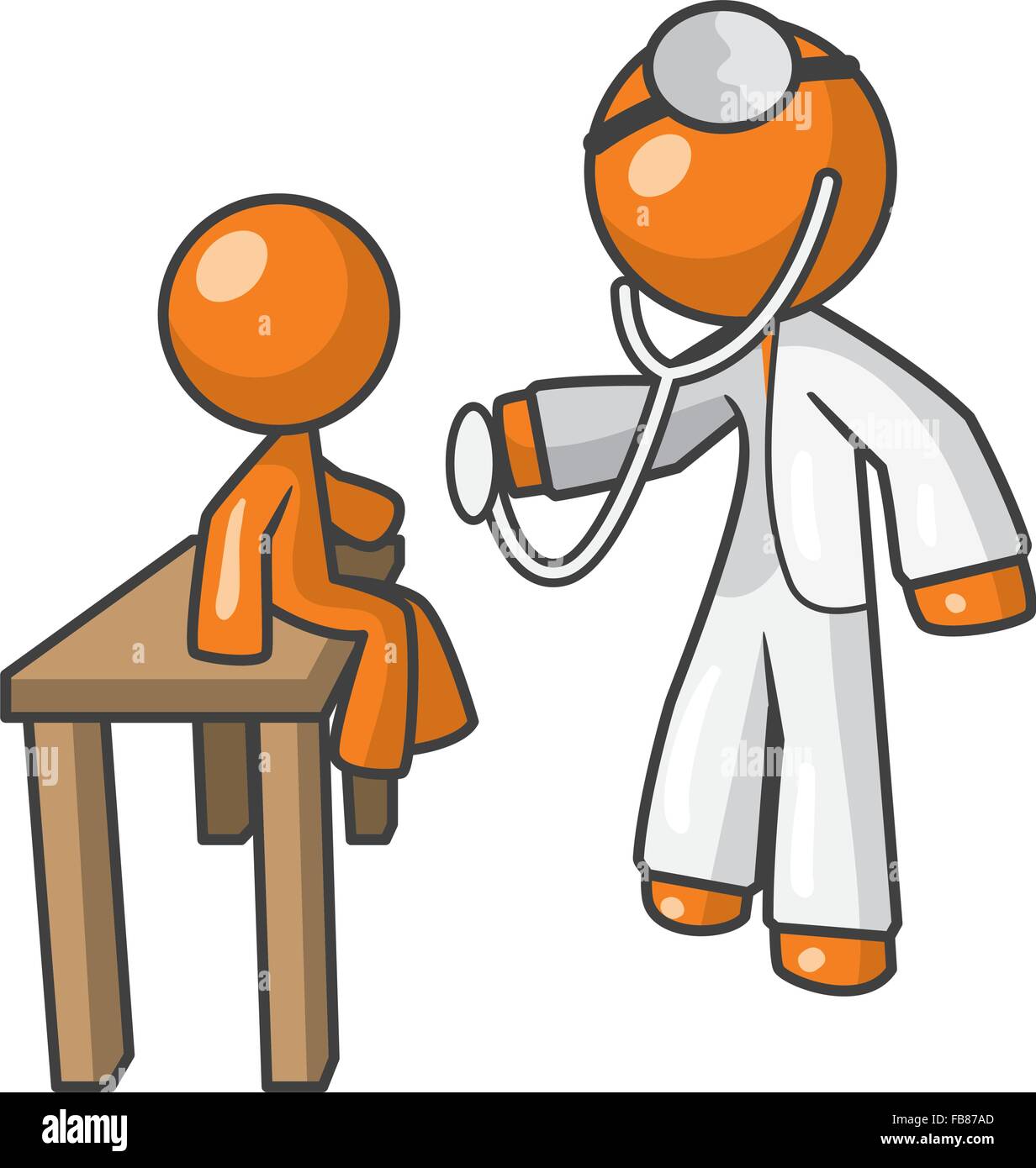 Orange person doctor with a child patient doing exam Stock Vector Image ...