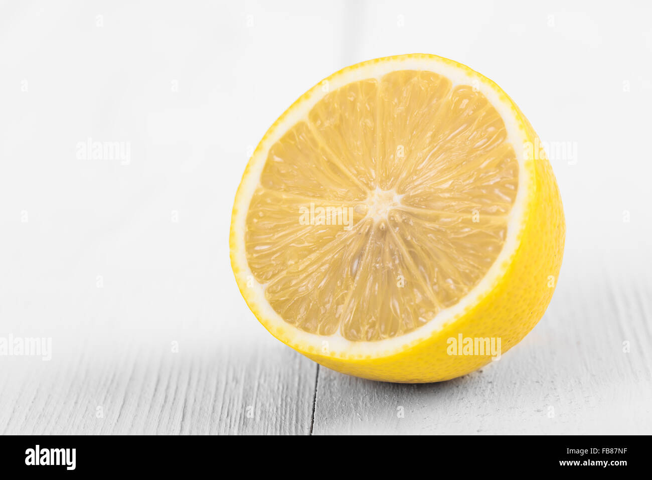 Fresh Yellow Lemon Slice On Wood Boards Stock Photo - Alamy