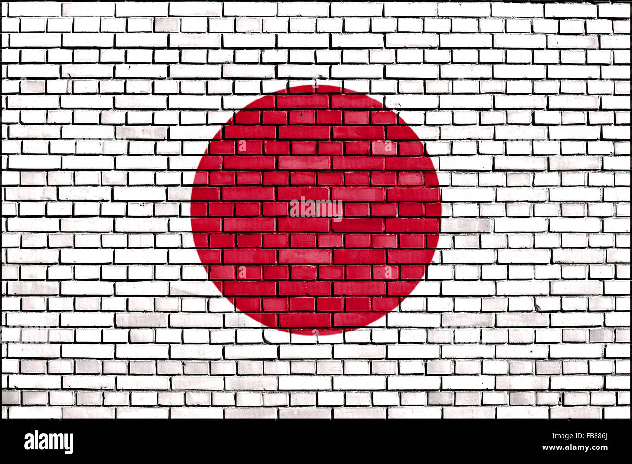 flag of Japan painted on brick wall Stock Photo - Alamy