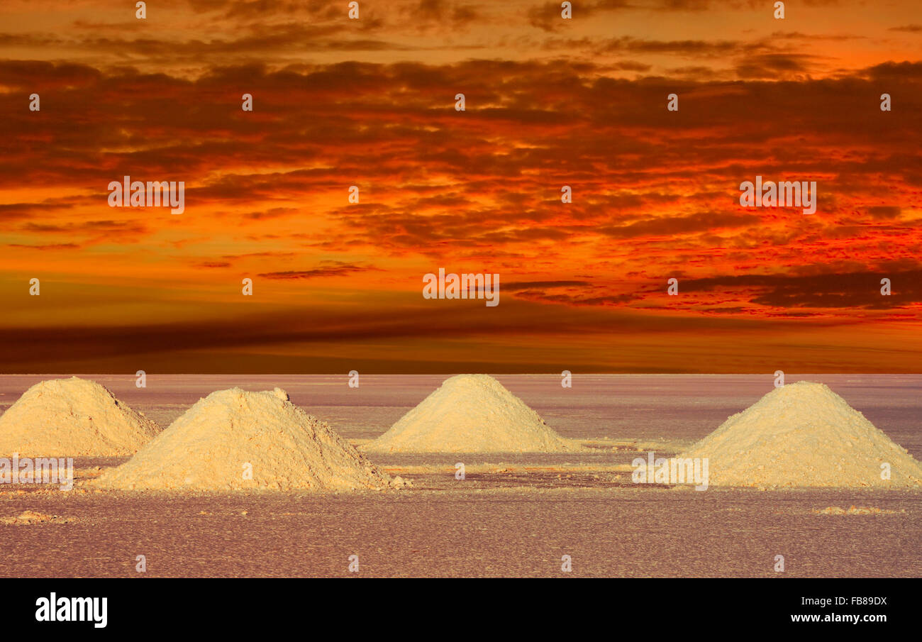 Salt Lakes Bolivia in the sunset a remote place Stock Photo - Alamy