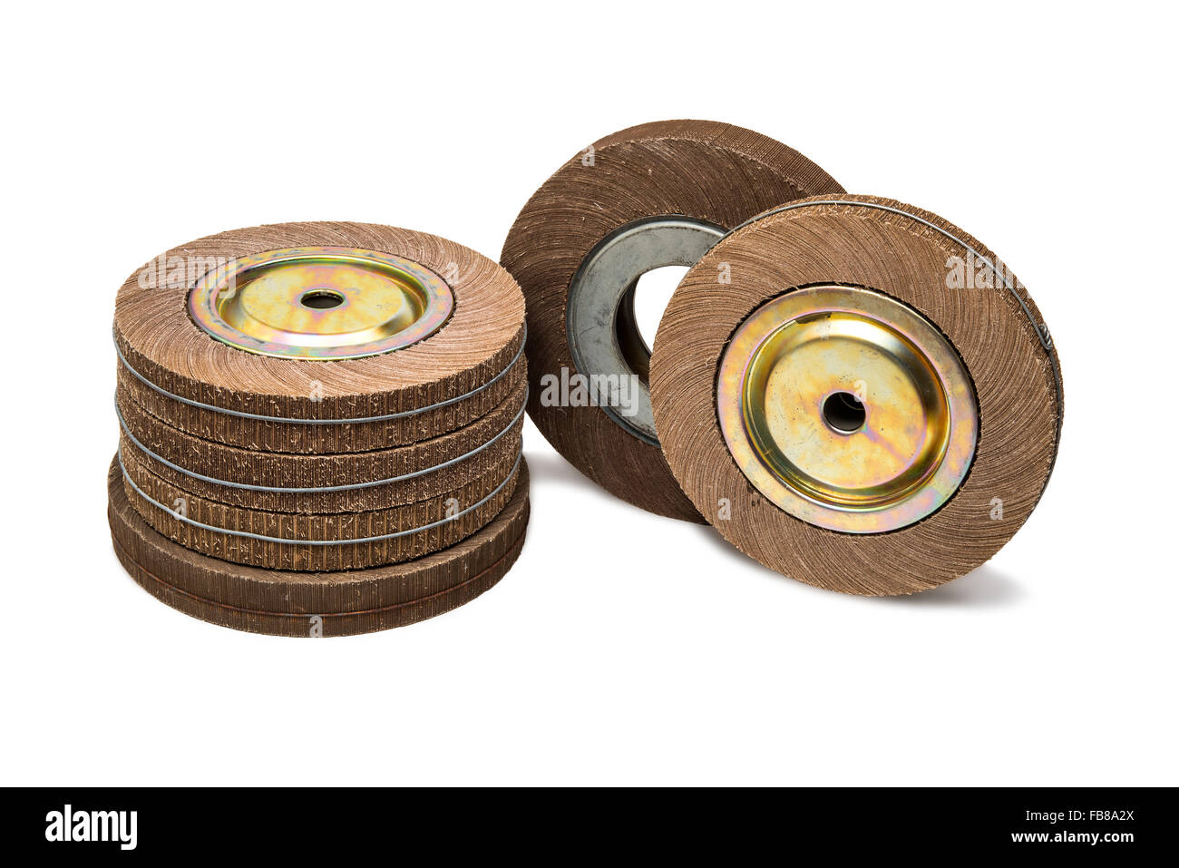 6 circle grinding and polishing wheels on white background Stock Photo ...