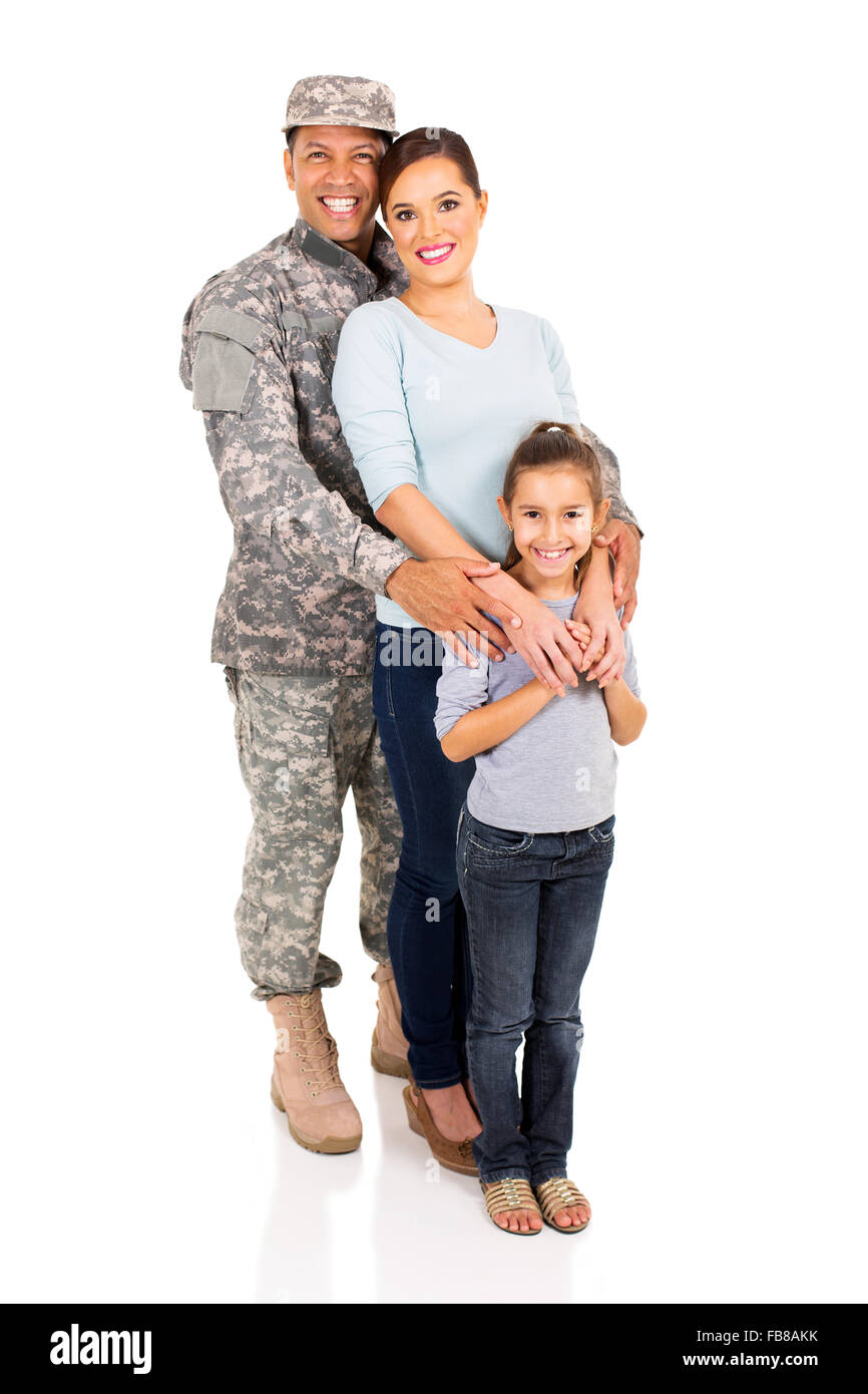 military family standing in line isolated on white background Stock ...