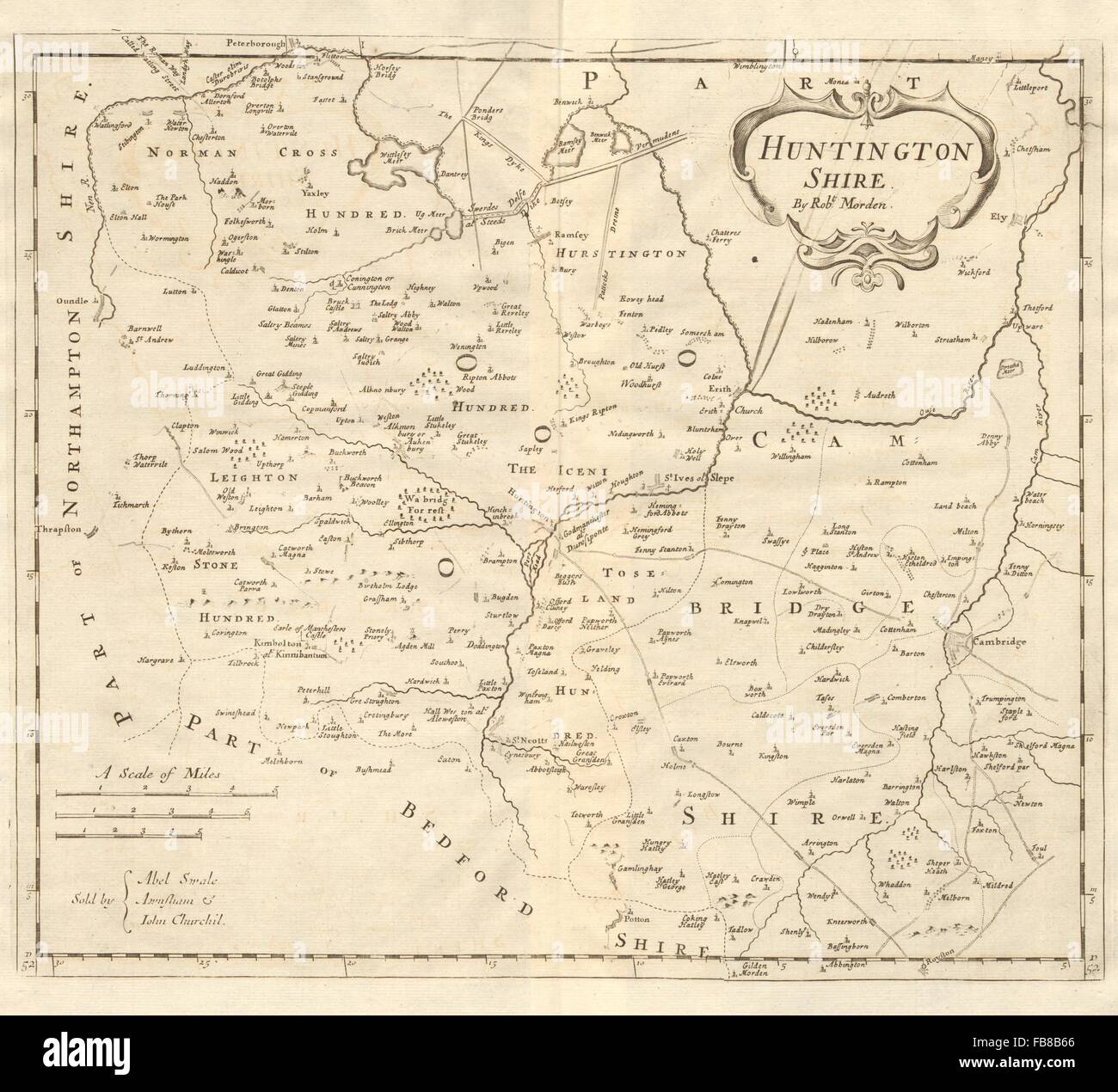 Huntingdonshire:'HUNTINGTON SHIRE' by ROBERT MORDEN.Camden's Britannia ...