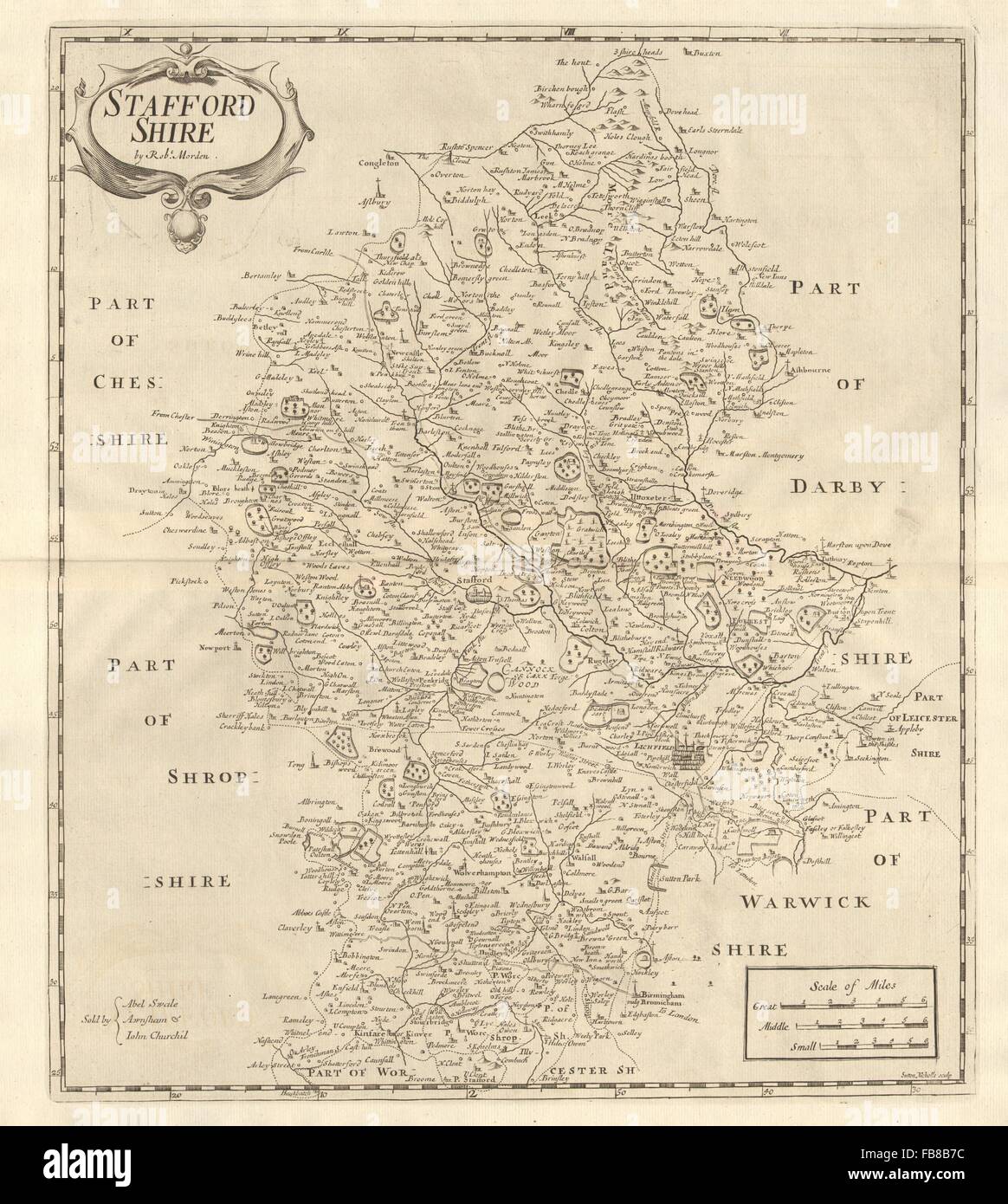 Staffordshire: 'STAFFORD SHIRE' by ROBERT MORDEN. Camden's Britannia ...