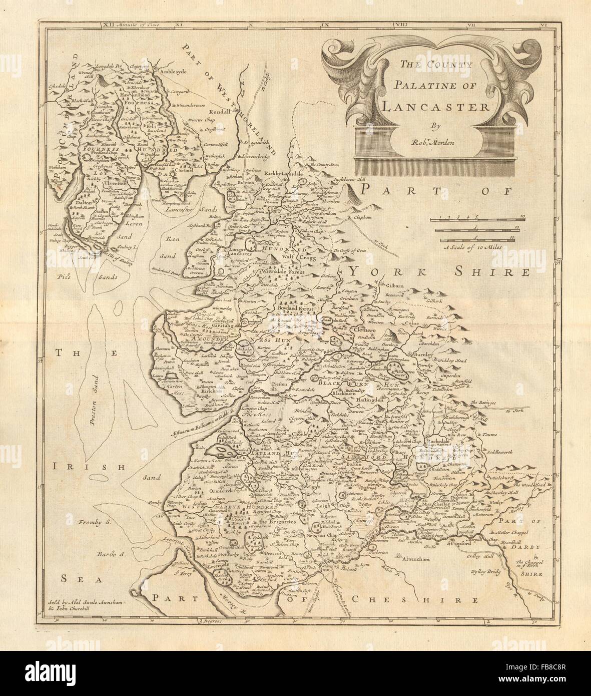 Lancashire: 'THE COUNTY PALATINE OF LANCASTER' by ROBERT MORDEN, 1772 ...