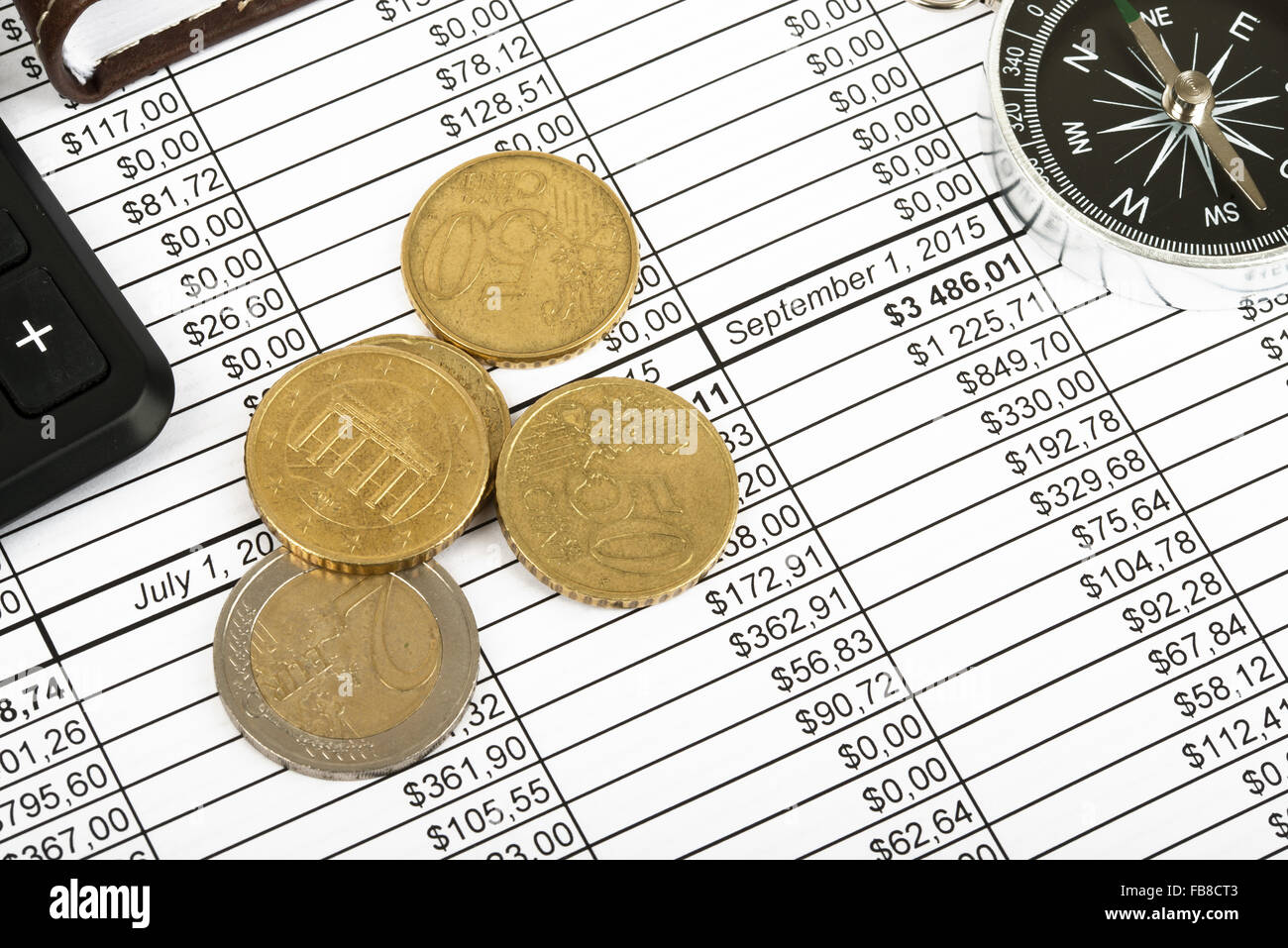 Compass and currency hi-res stock photography and images - Alamy