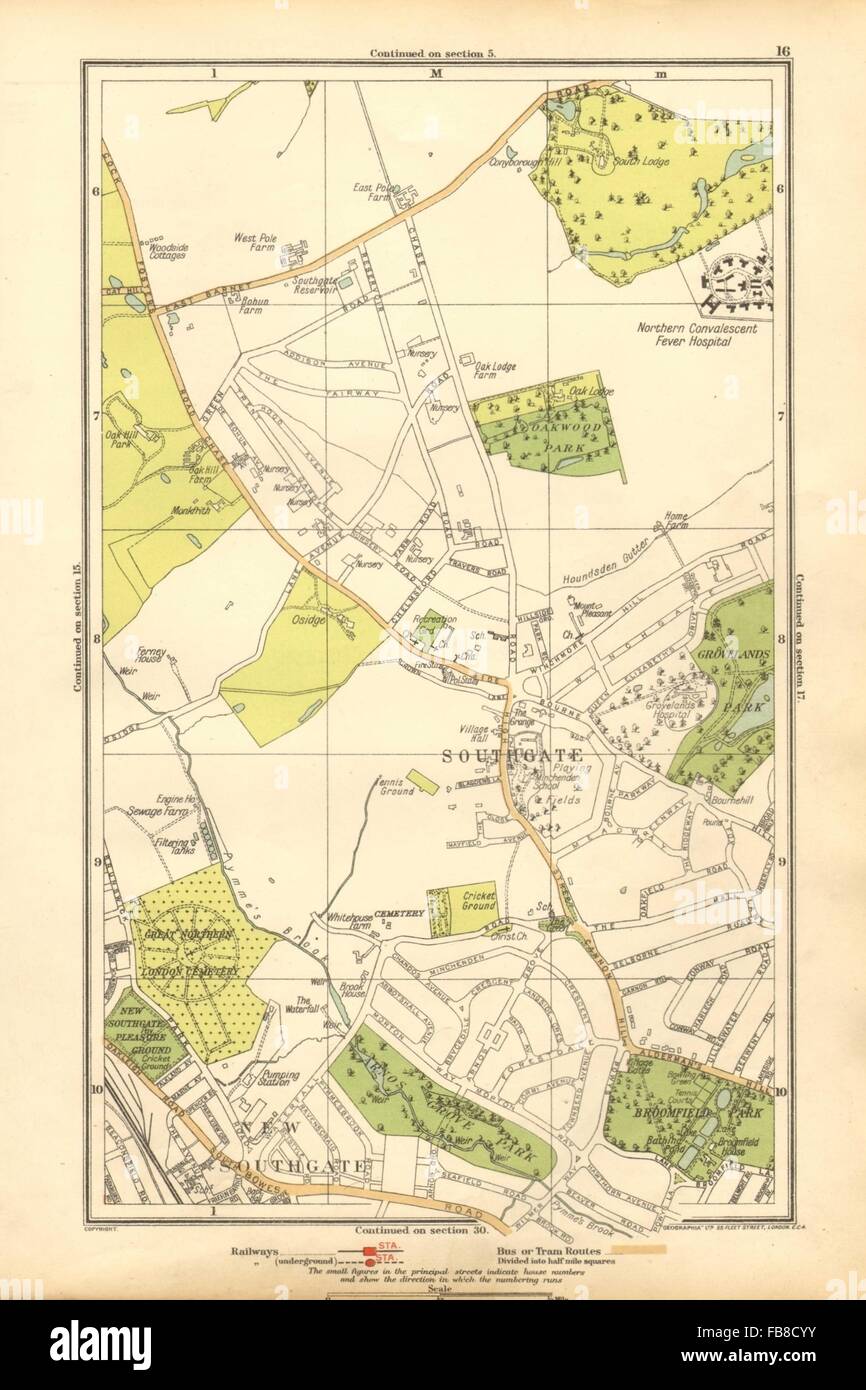 LONDON: Southgate, New Southgate, Arnos Grove, West Enfield, 1928 ...