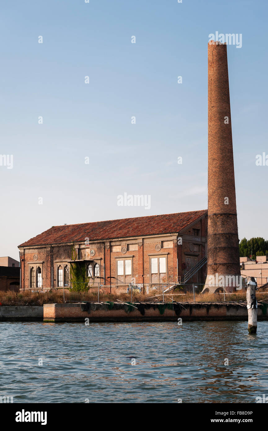 Venice, Italy. An old disused factory in the industrial area on the ...