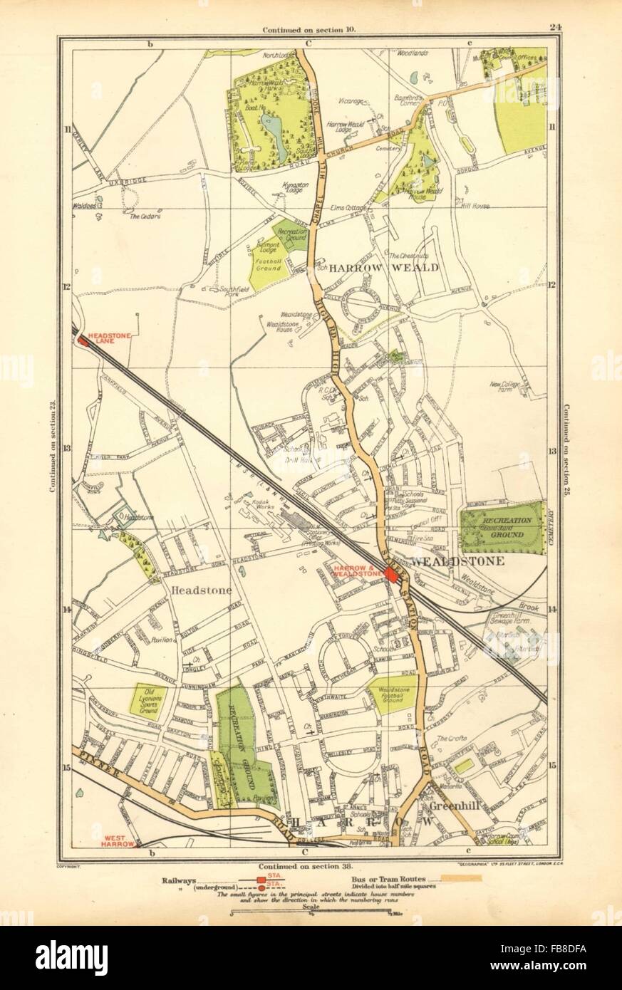 HARROW: Stanmore, Wealdstone, Greenhill, Weald, Headstone Lane, 1928 ...