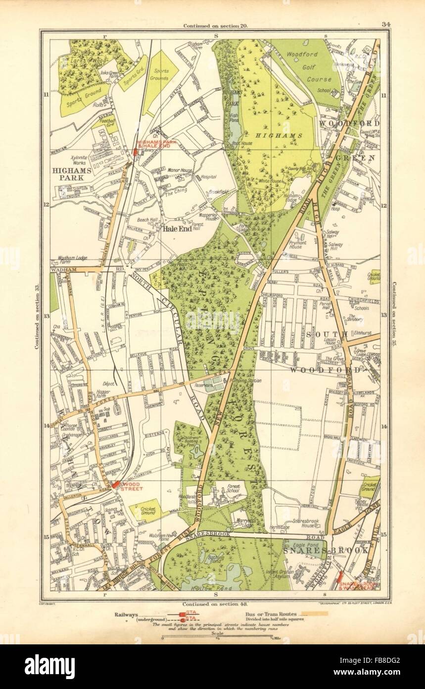WOODFORD GREEN: Hale End, Highams Park, Snaresbrook, Wanstead, 1928 old ...