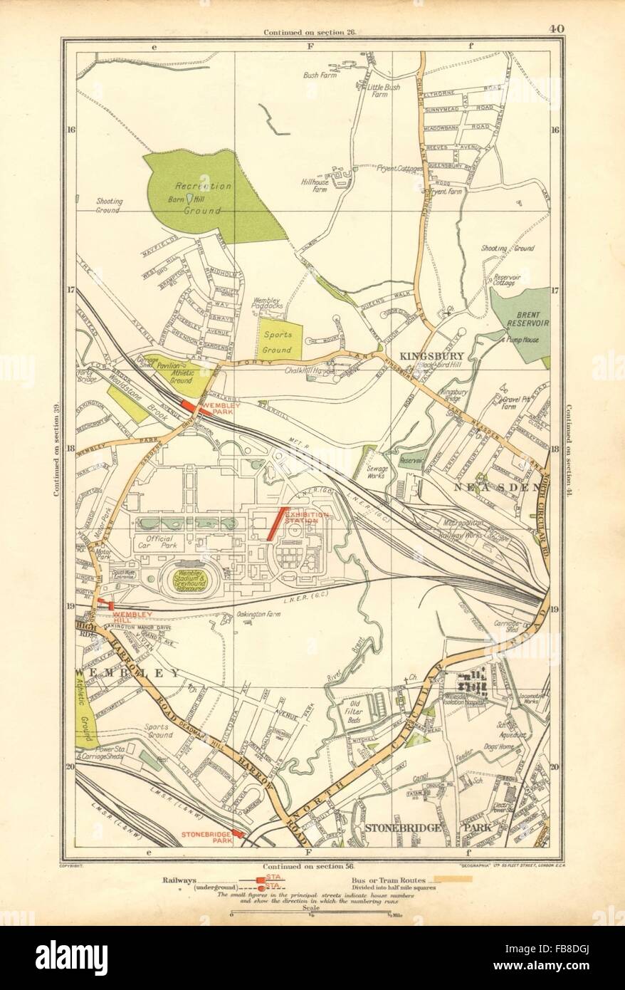 WEMBLEY: Kingsbury, Neasden, Church End, British Empire Exhibition ...
