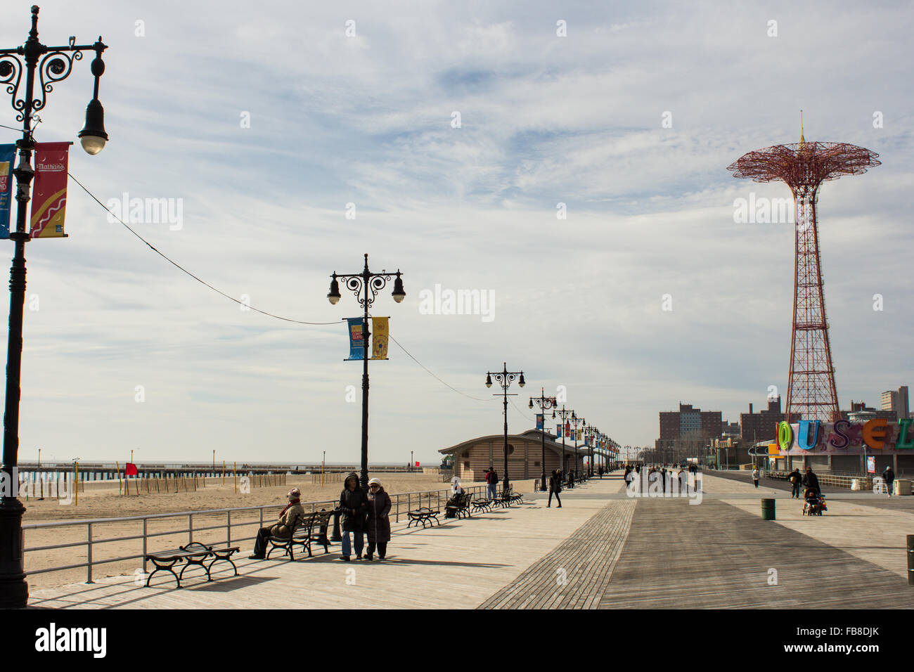 Coney Island Boardwalk a sunny January day Stock Photo - Alamy
