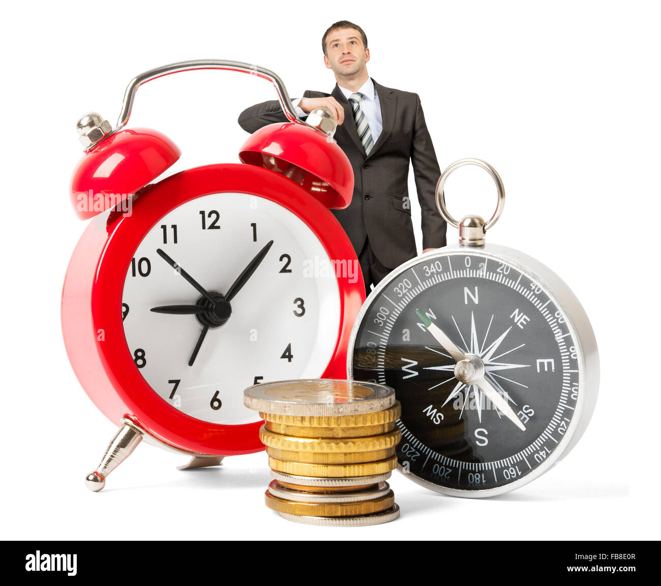 Businessman with big alarm clock Stock Photo - Alamy