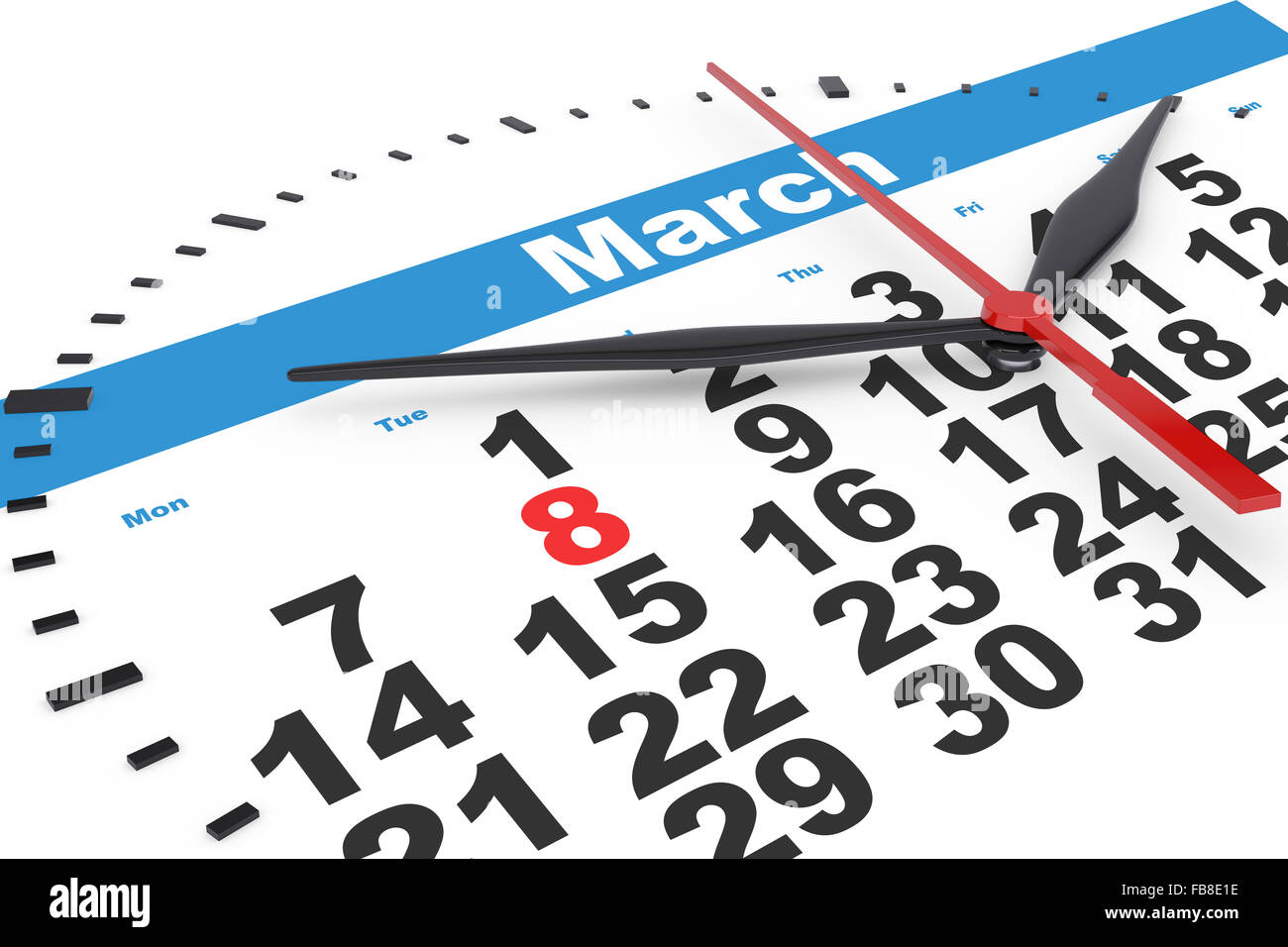 Calendar with clock Stock Photo - Alamy