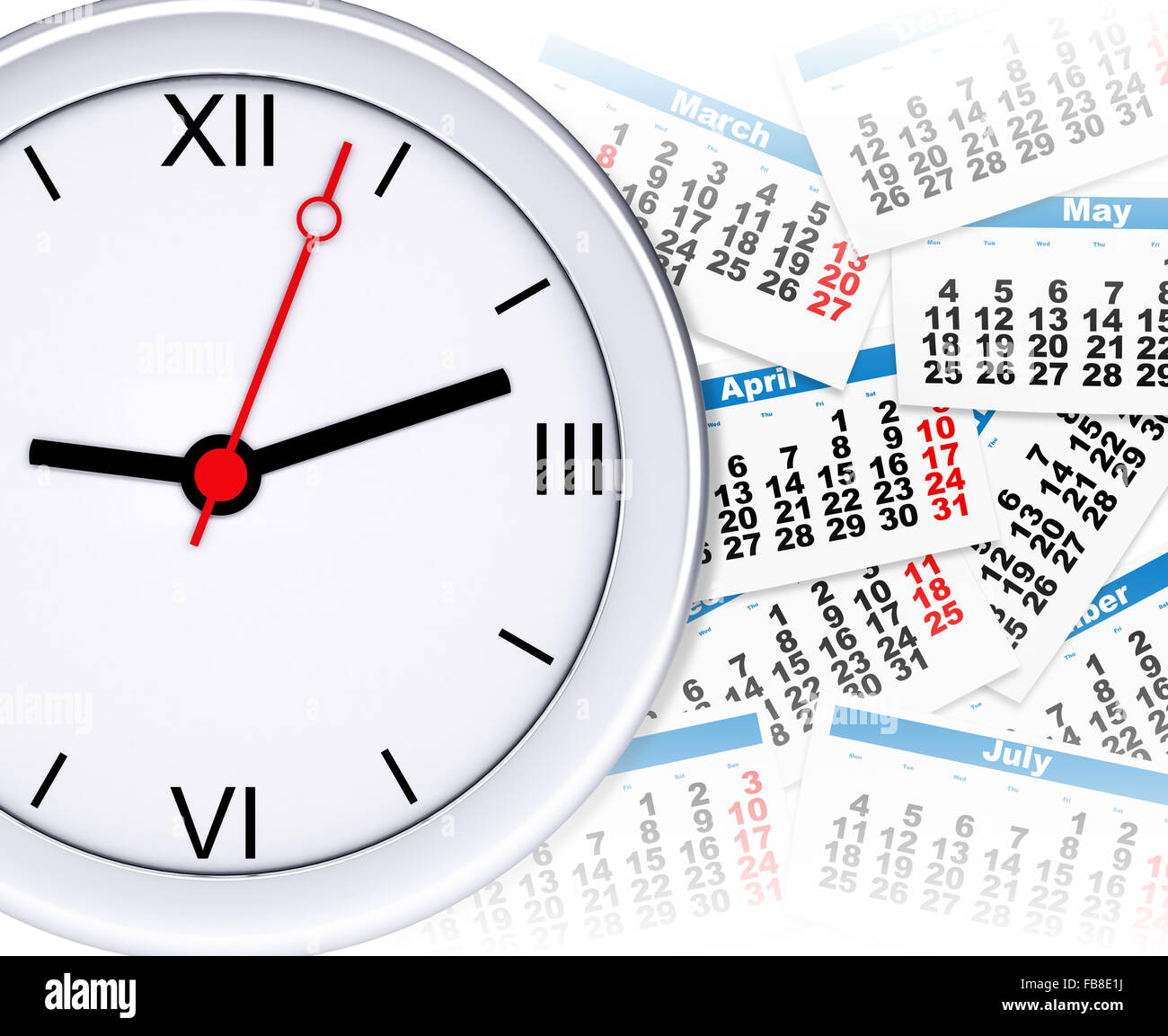 Clock with calendar Stock Photo - Alamy