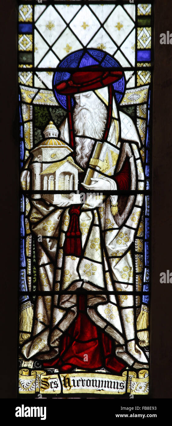 Stained glass window by Burlison & Grylls, depicting Saint Jerome, St ...