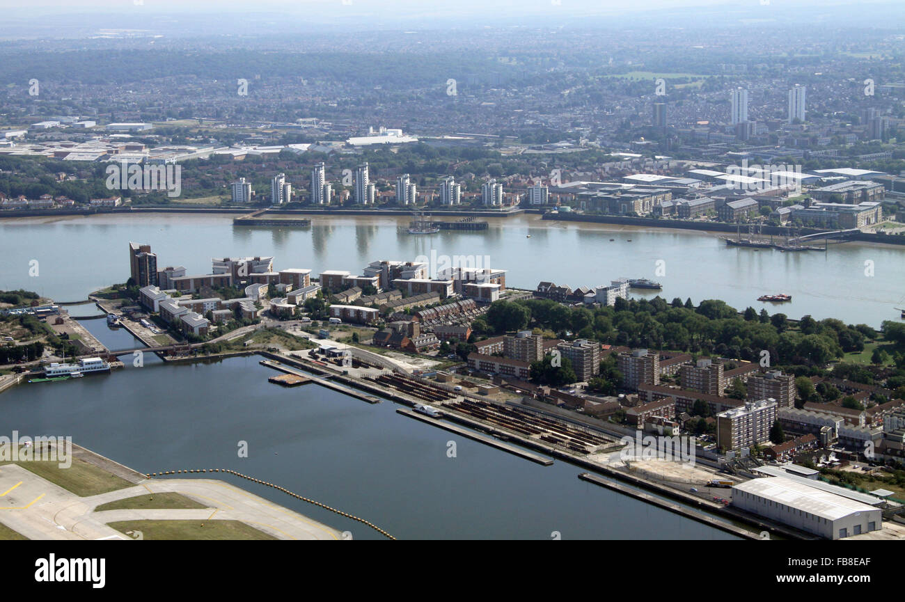aerial view of Albert Road, London E16 including Royal Victoria Gardens ...