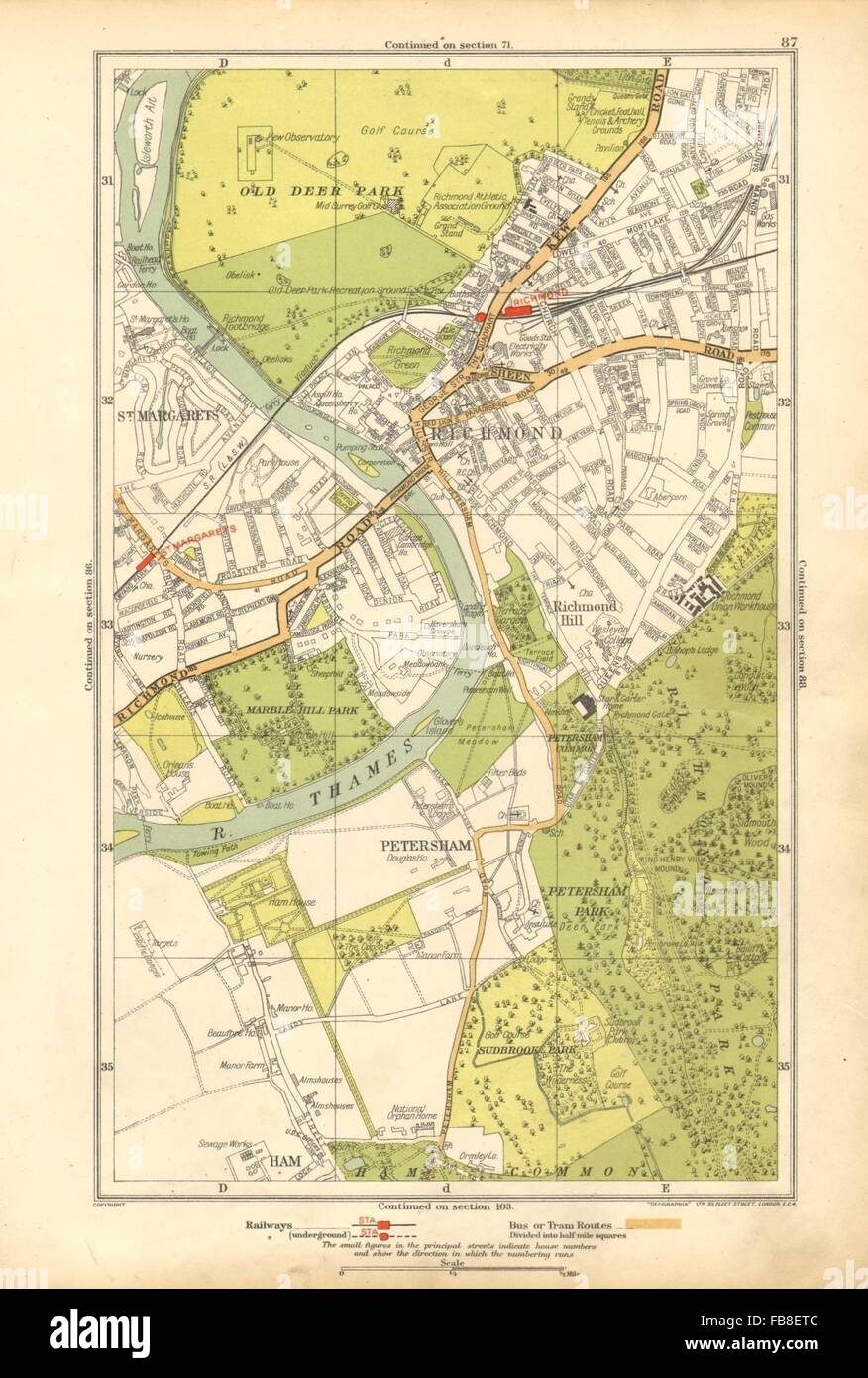 LONDON: Ham, Petersham, Richmond, Richmond Hill, St Margaret's, 1928 ...