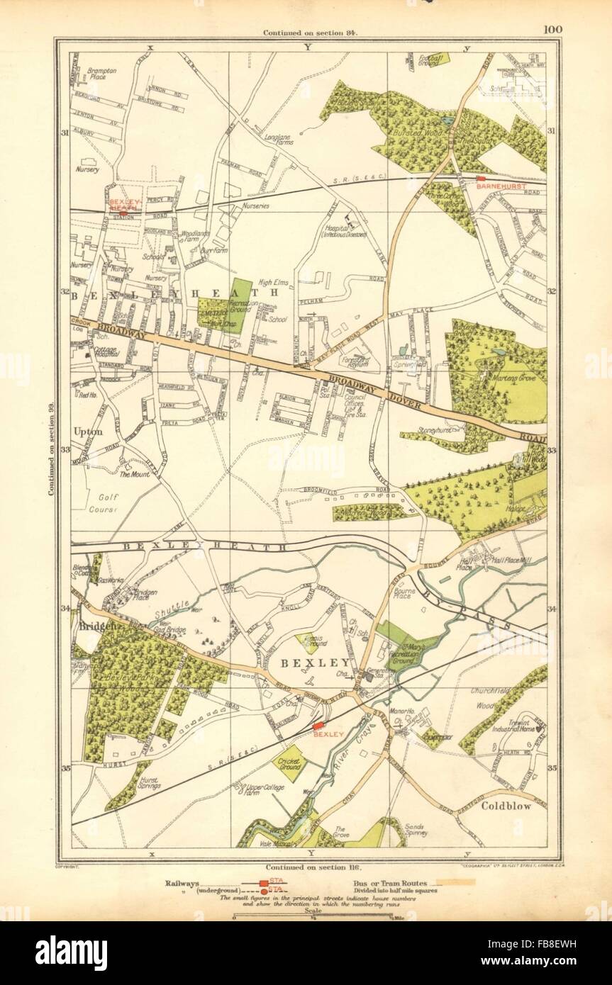 LONDON: Bexley, Bexleyheath, Bridgen, Coldblow, Upton, Barnehurst, 1928 ...