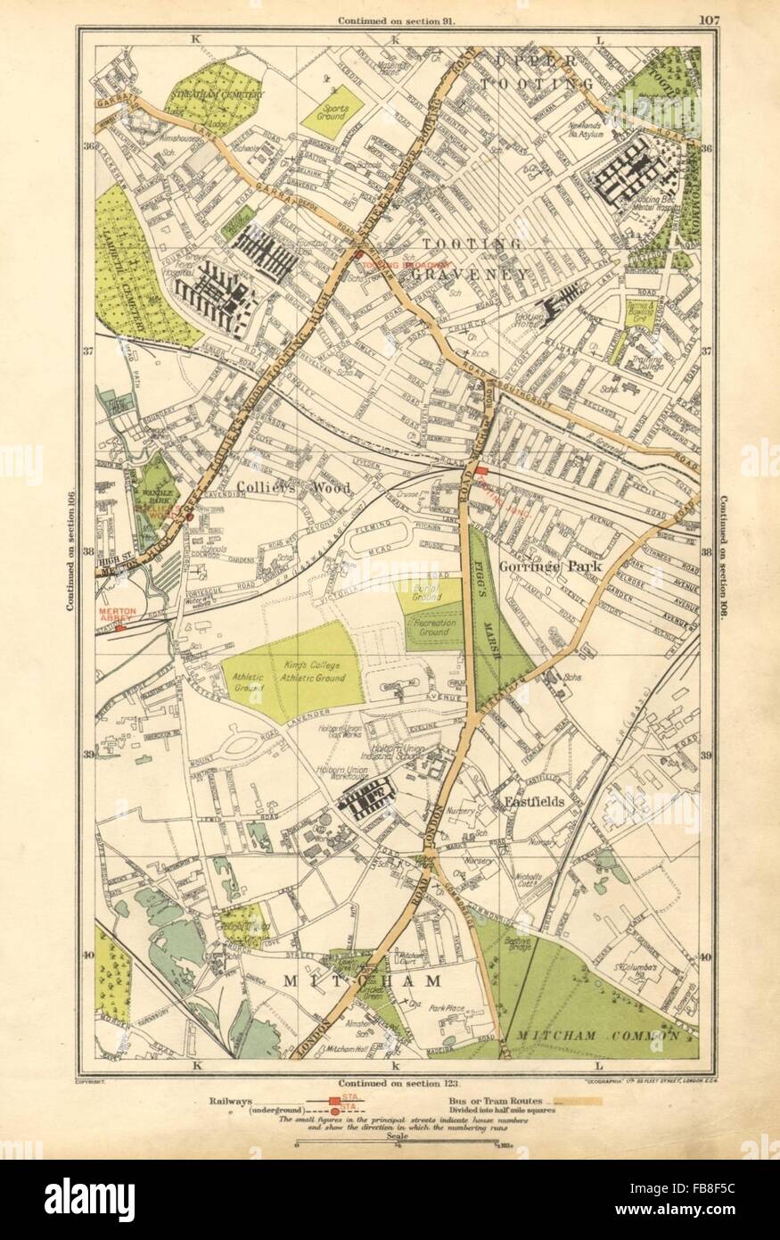 MITCHAM: Collier's Wood, Tooting Graveney, Furzedown, Eastfields, 1928 ...