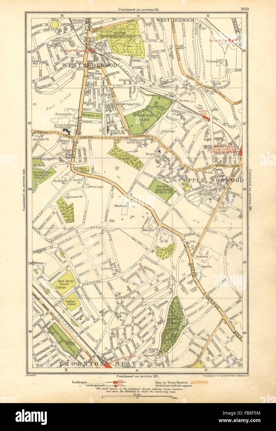 LONDON: Upper Norwood, West Dulwich , West Norwood, Sydenham Hill, 1928 ...