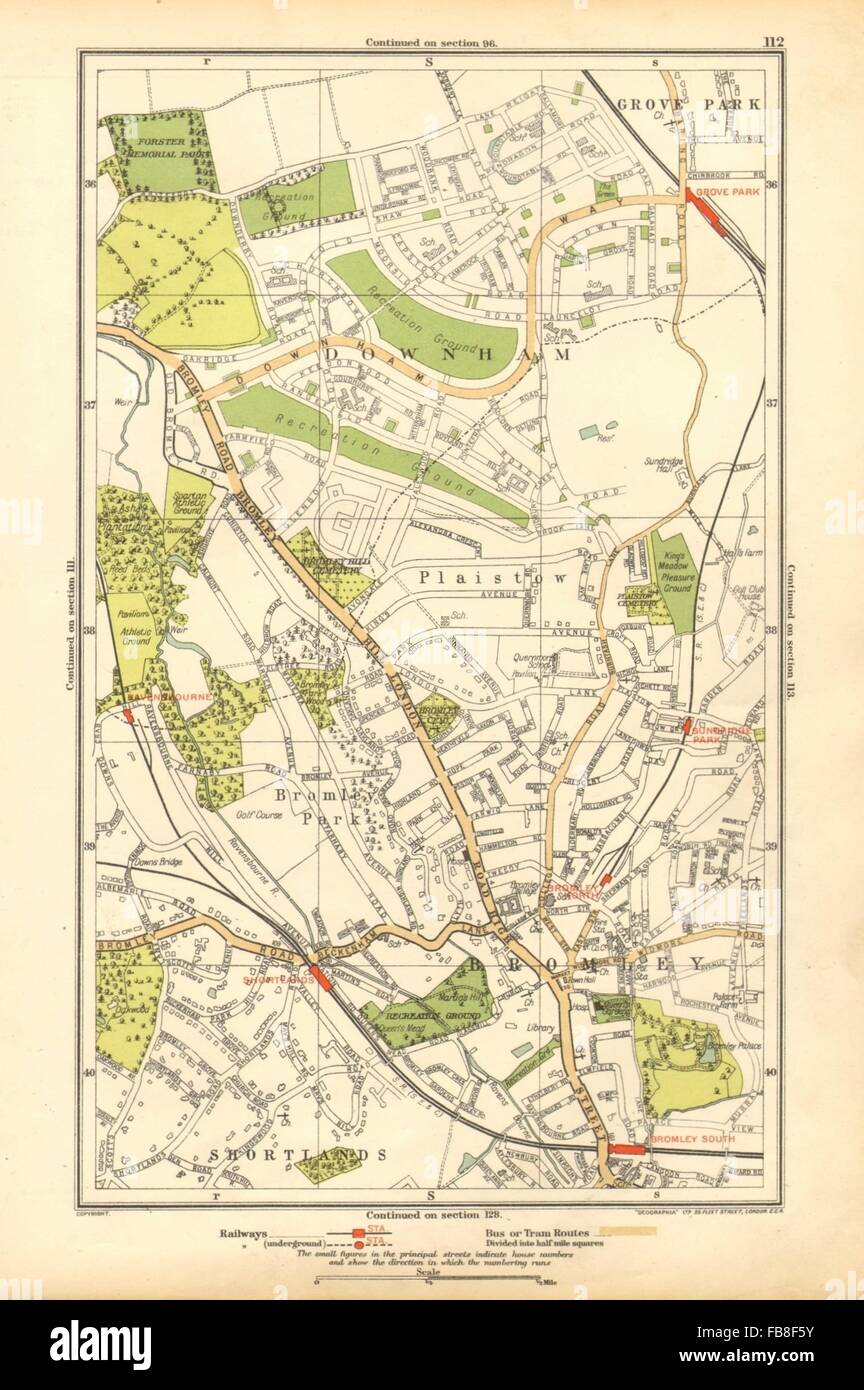 BROMLEY: Downham, Grove Park, Plaistow, Shortlands, Ravensbourne, 1928 ...